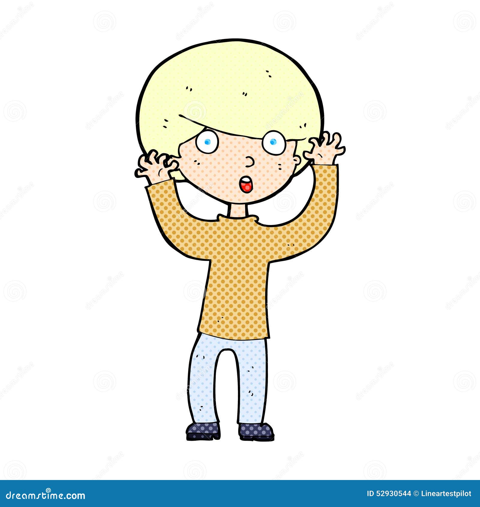 Comic cartoon startled boy stock illustration. Illustration of funny ...