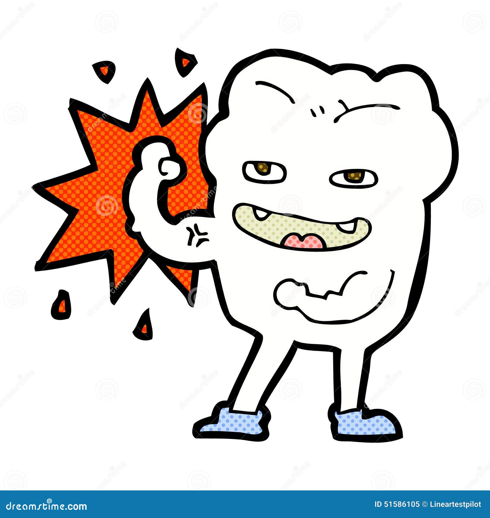 Comic Cartoon Strong Healthy Tooth Stock Illustration - Illustration of ...