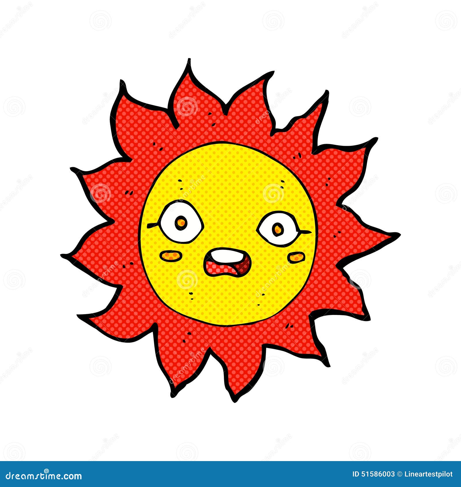 Comic cartoon sun stock illustration. Illustration of character - 51586003