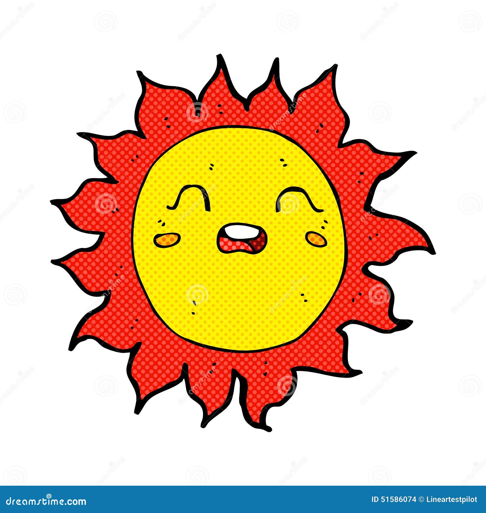 Comic cartoon sun stock illustration. Illustration of print - 51586074