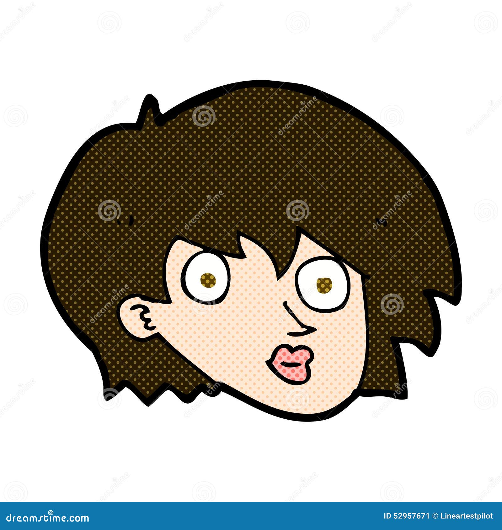 Comic Cartoon Surprised Female Face Stock Illustration - Illustration ...