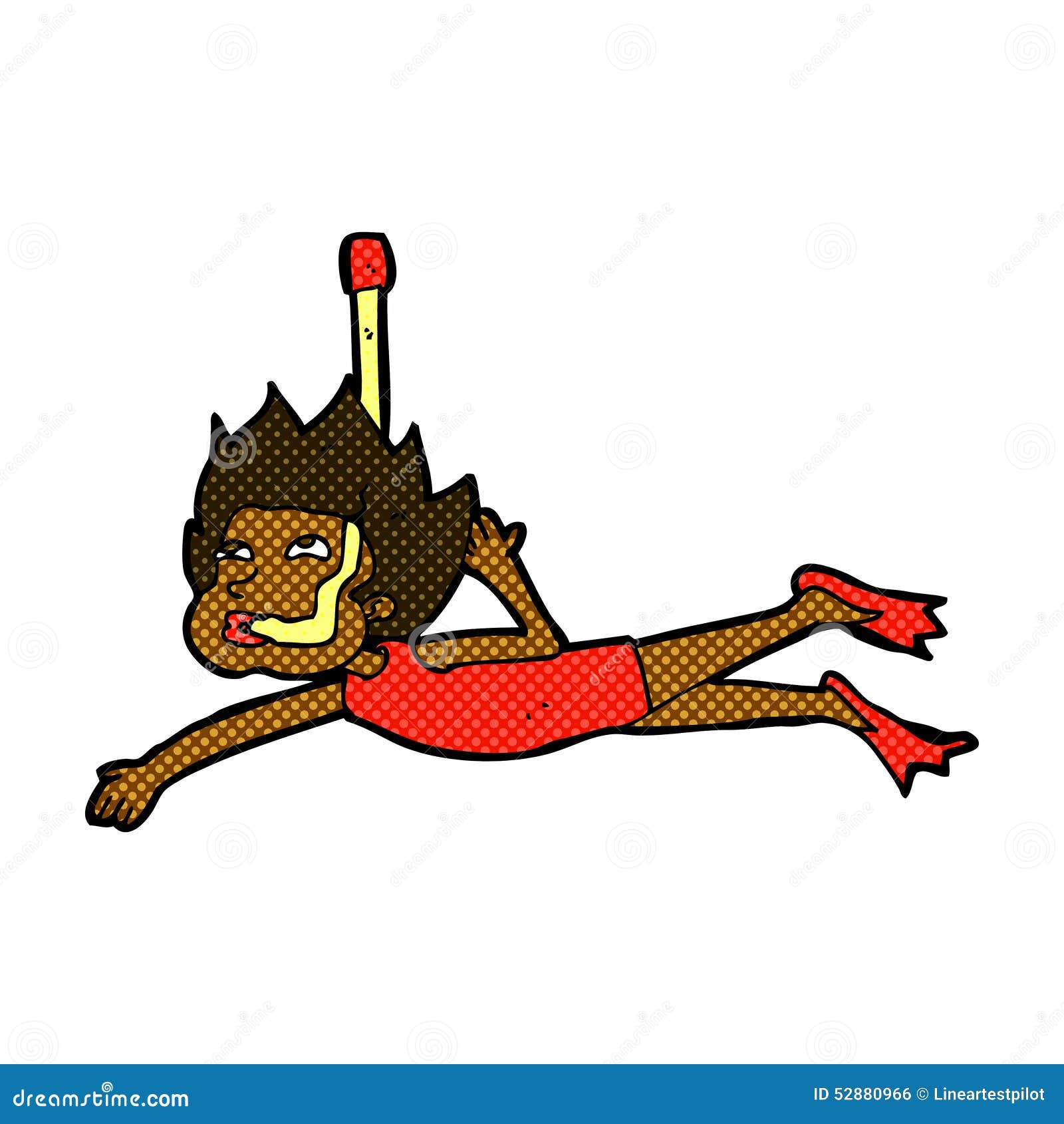 Comic Cartoon Swimmer with Snorkel Stock Illustration - Illustration of ...