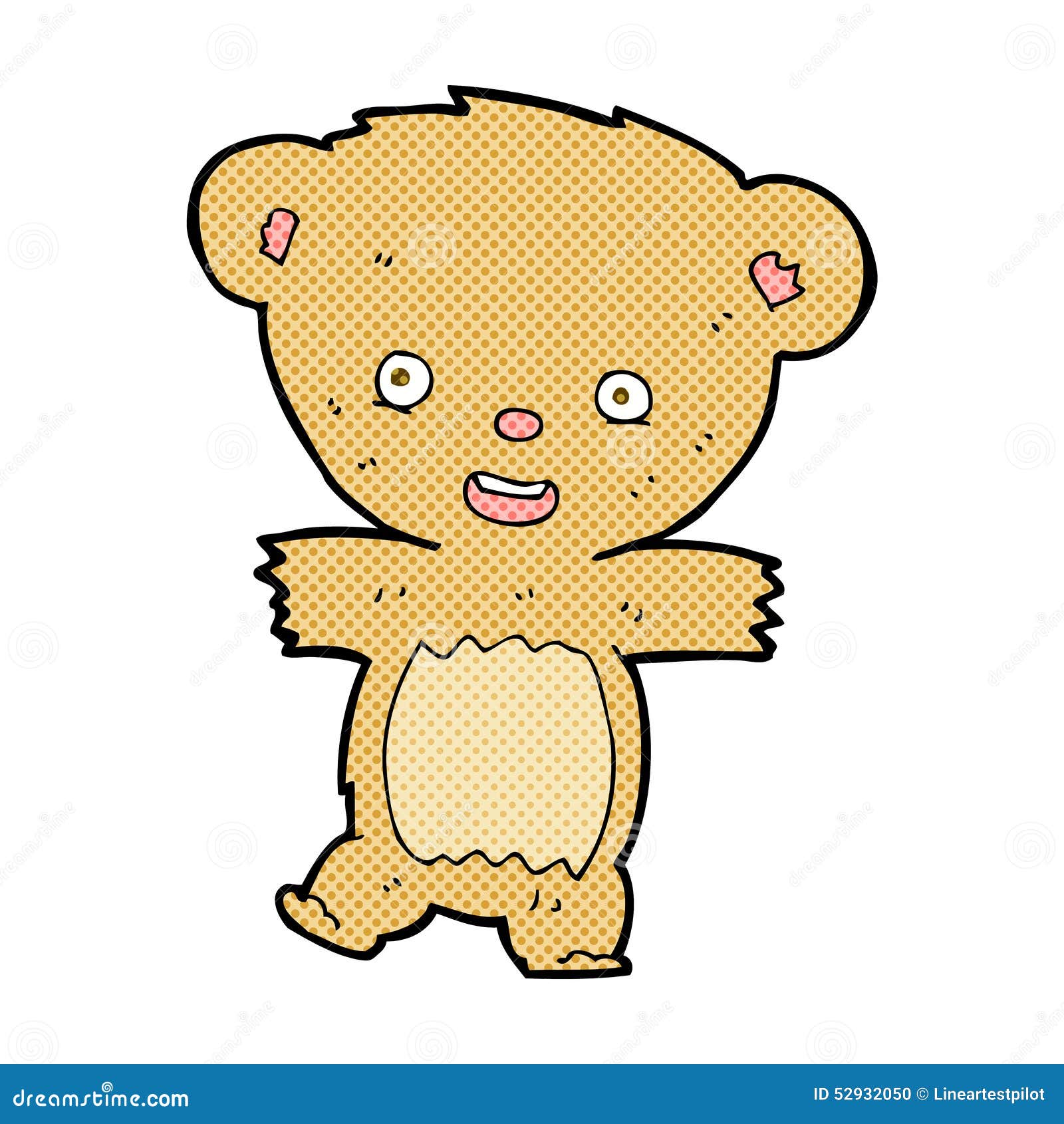 Comic cartoon teddy bear stock illustration. Illustration of line ...
