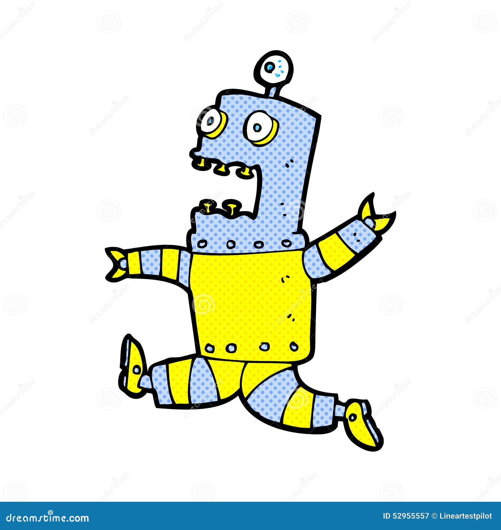 Comic Cartoon Terrified Robot Stock Illustration - Illustration of ...
