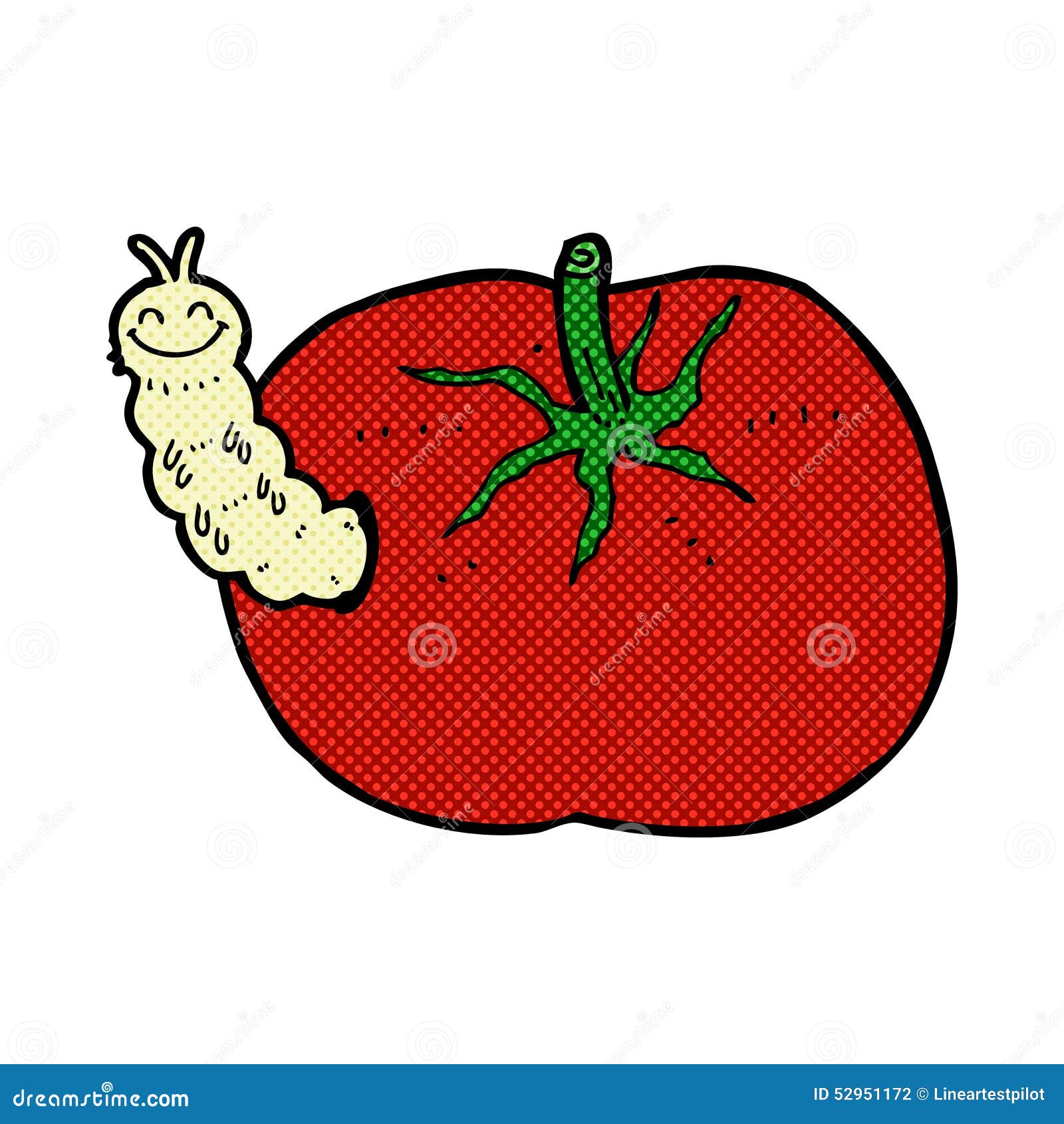 Comic Cartoon Tomato with Bug Stock Illustration - Illustration of ...
