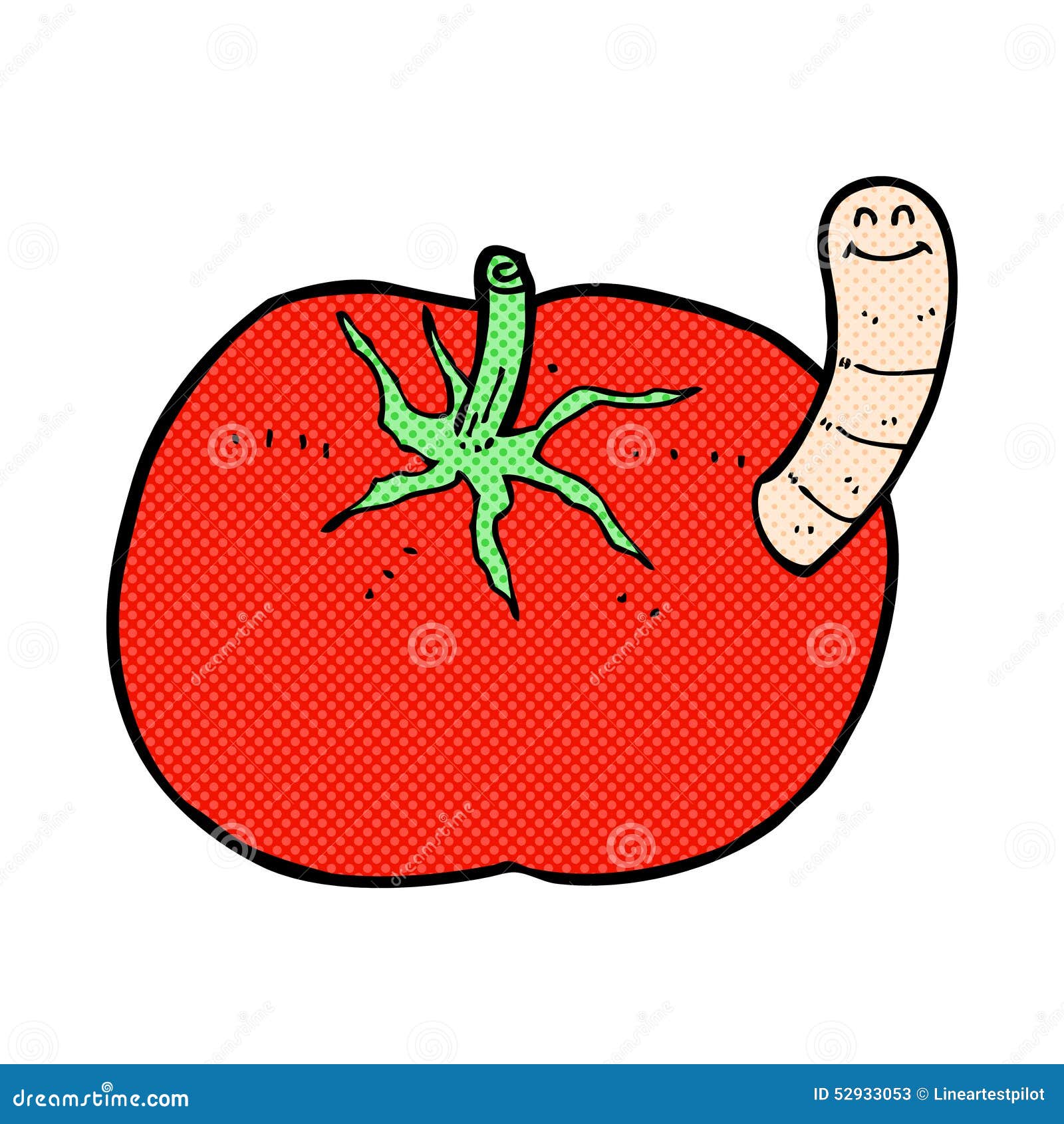 Comic Cartoon Tomato with Worm Stock Illustration - Illustration of ...