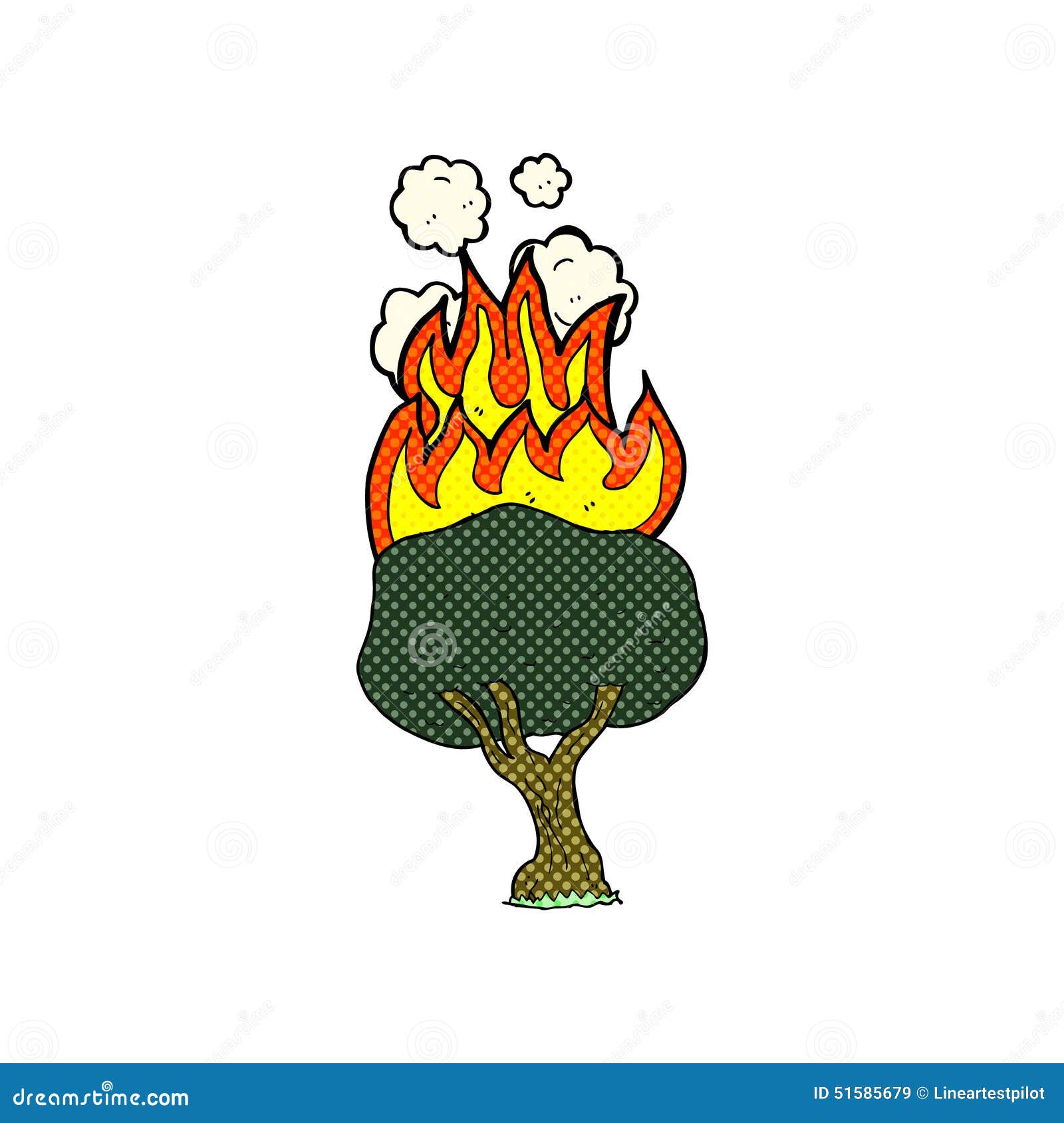 Comic cartoon tree on fire stock illustration. Illustration of quirky ...