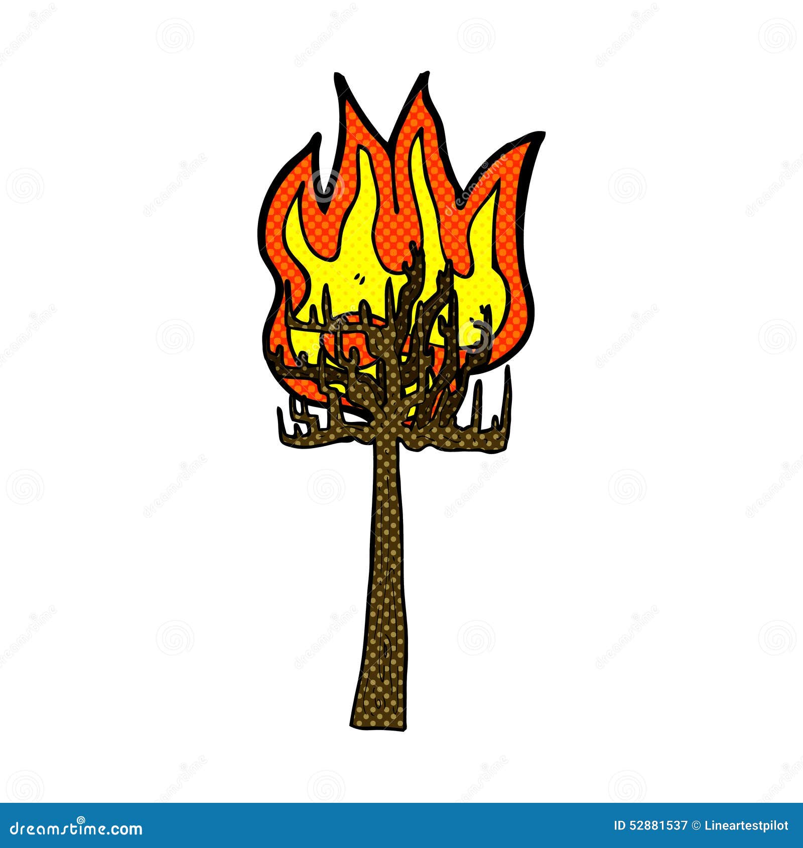 Comic cartoon tree on fire stock illustration. Illustration of hand ...