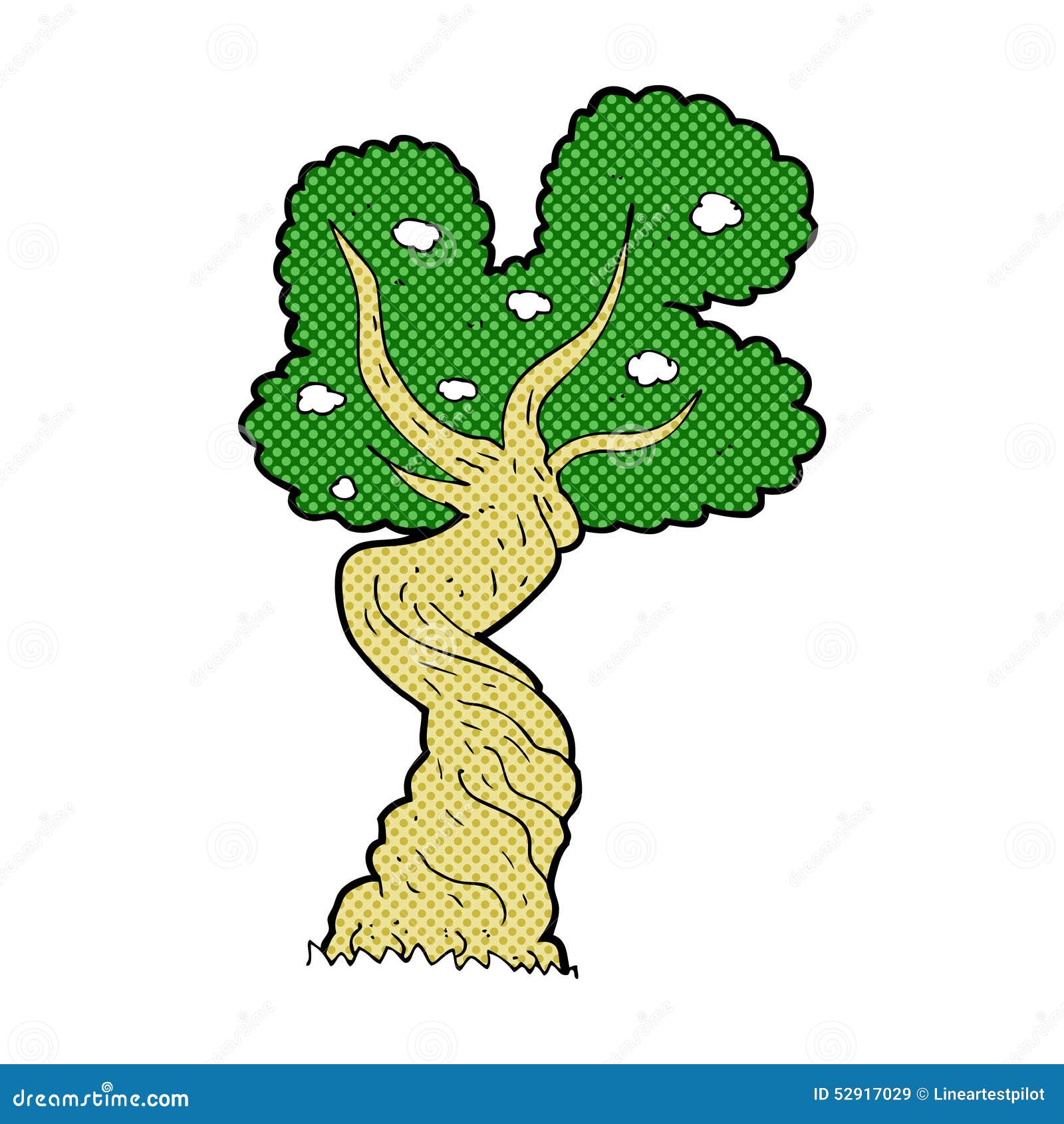 Comic Cartoon Twisted Old Tree Stock Illustration - Illustration of ...