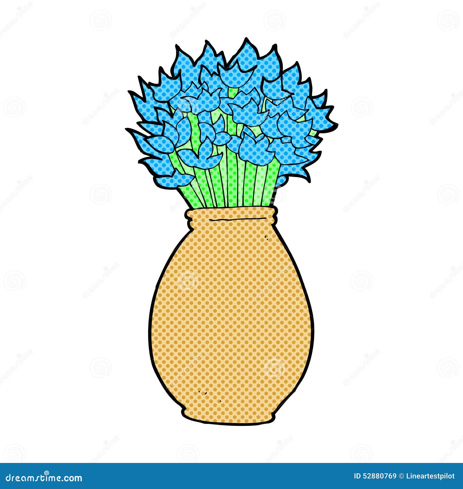 Comic Cartoon Vase of Flowers Stock Illustration - Illustration of ...