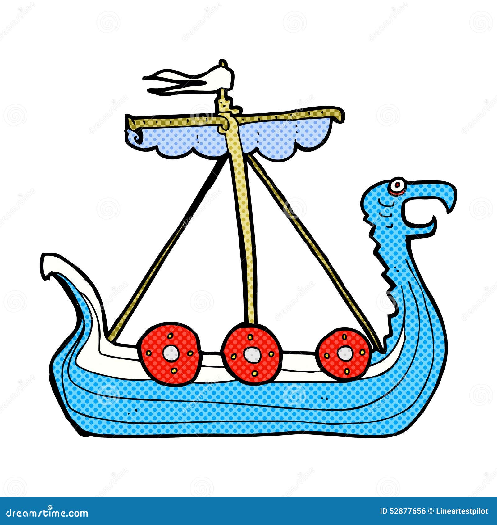 Comic cartoon viking ship stock illustration. Illustration of character ...