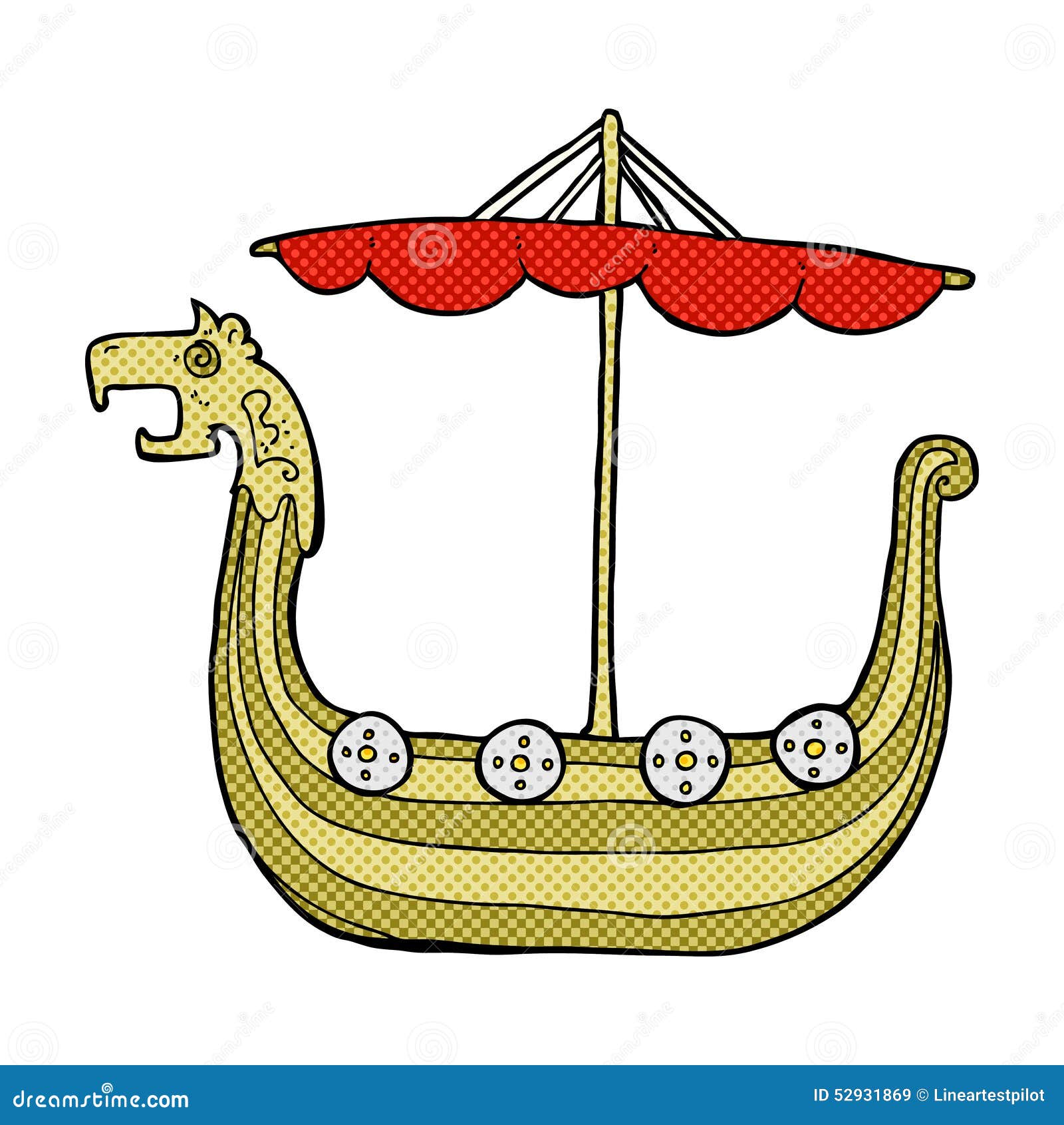 Comic cartoon viking ship stock illustration. Illustration of cheerful ...