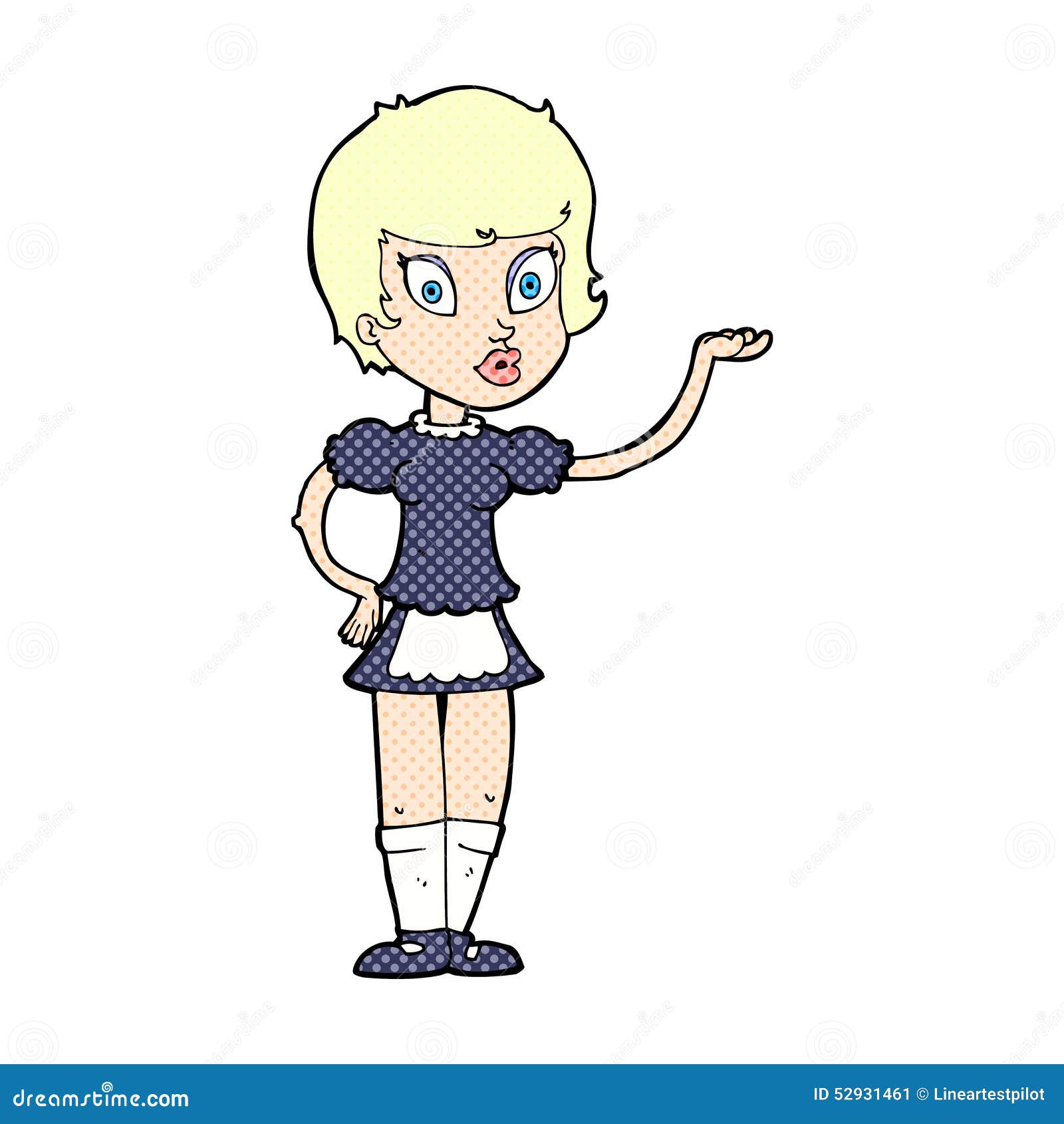 Comic cartoon waitress stock illustration. Illustration of retro - 52931461