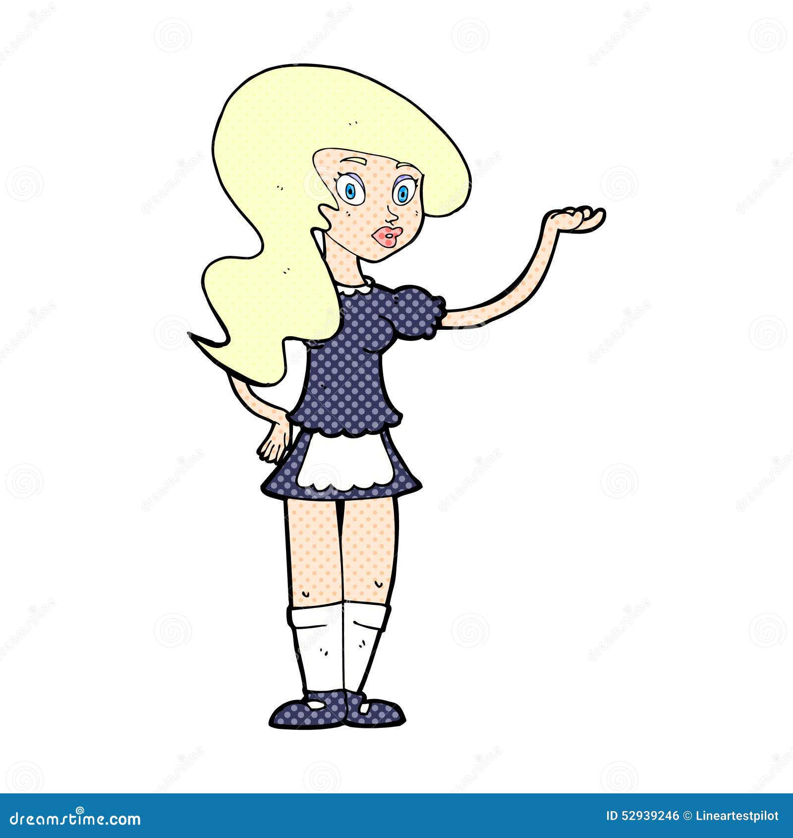 Comic cartoon waitress stock illustration. Illustration of print - 52939246