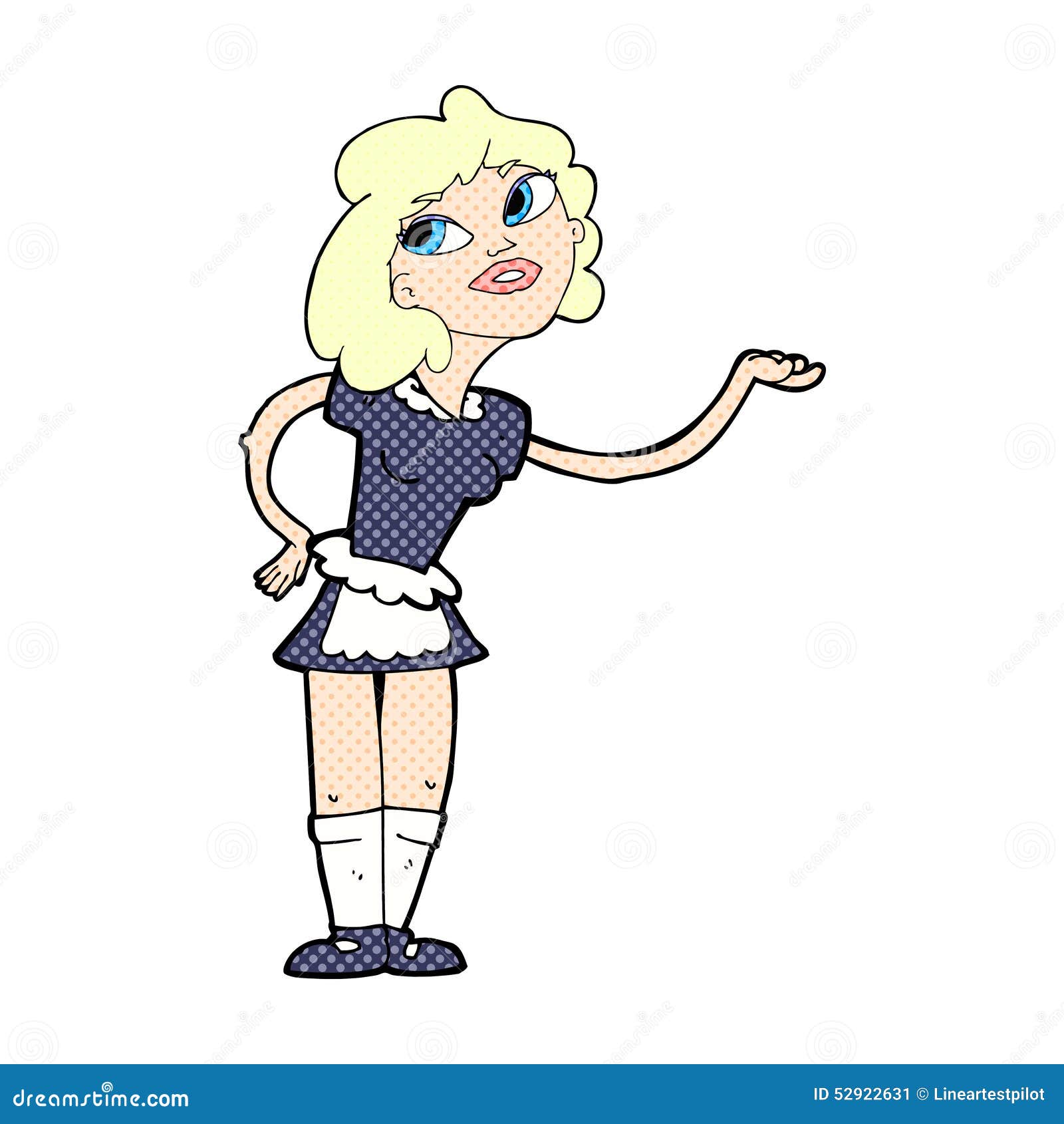 Comic Cartoon Waitress Serving Stock Illustration - Illustration of ...