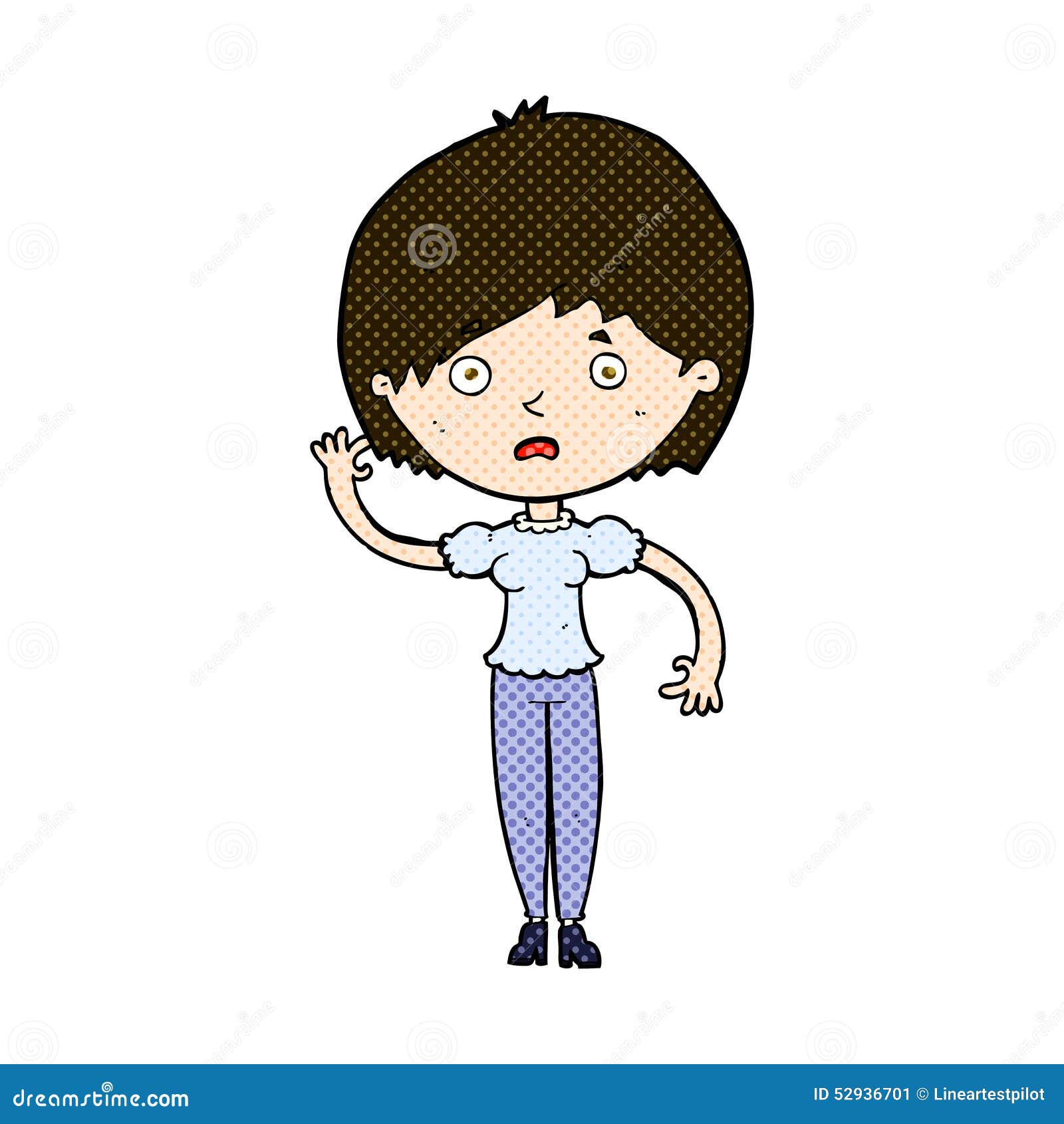 Comic cartoon waving woman stock illustration. Illustration of funny ...