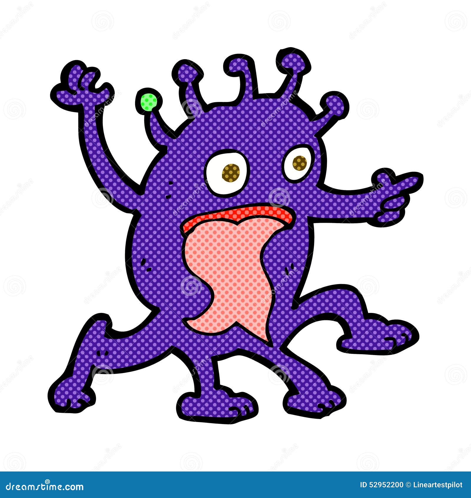 Comic Cartoon Weird Little Alien Stock Illustration - Illustration of ...