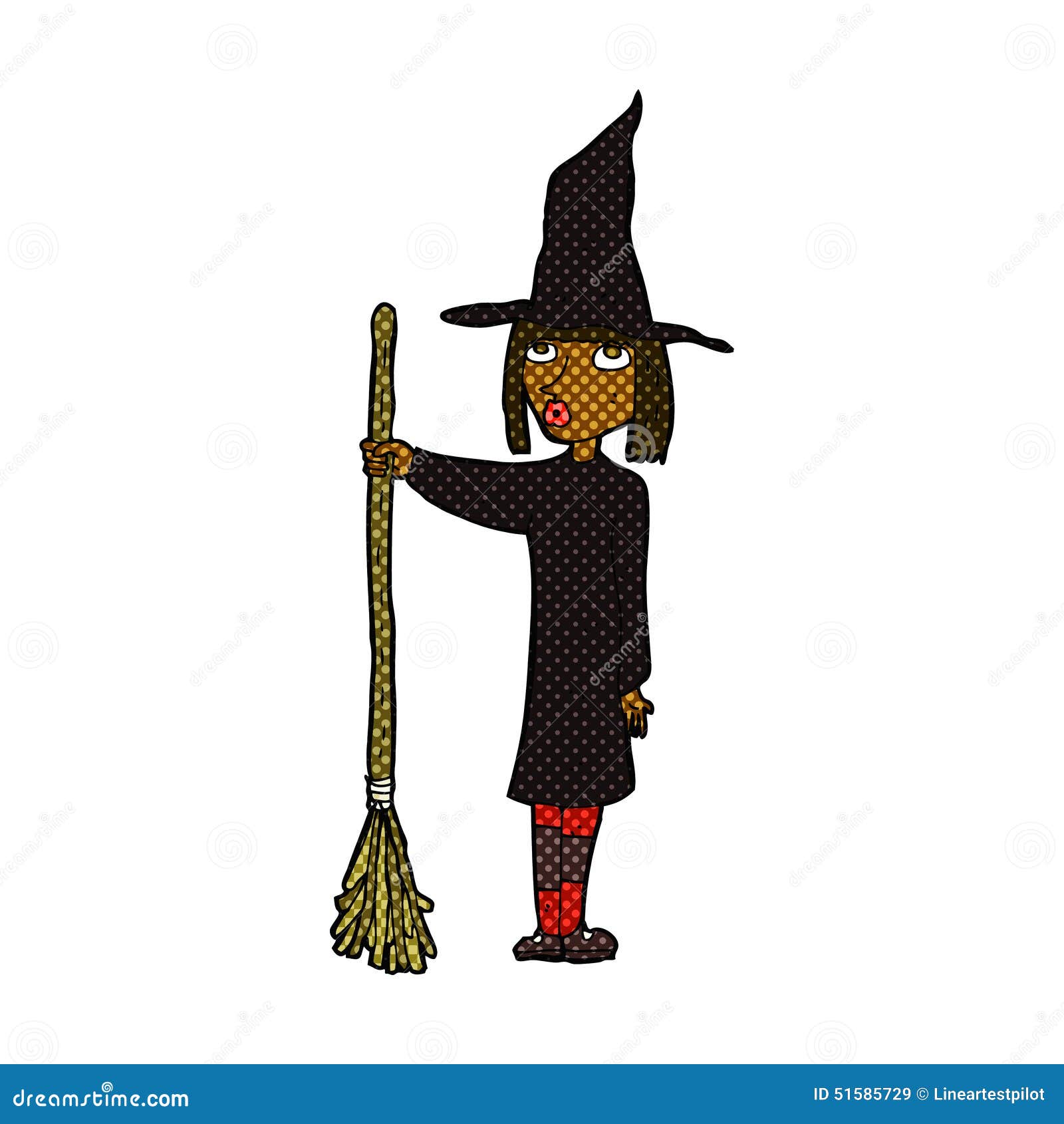 Comic cartoon witch stock illustration. Illustration of doodle - 51585729
