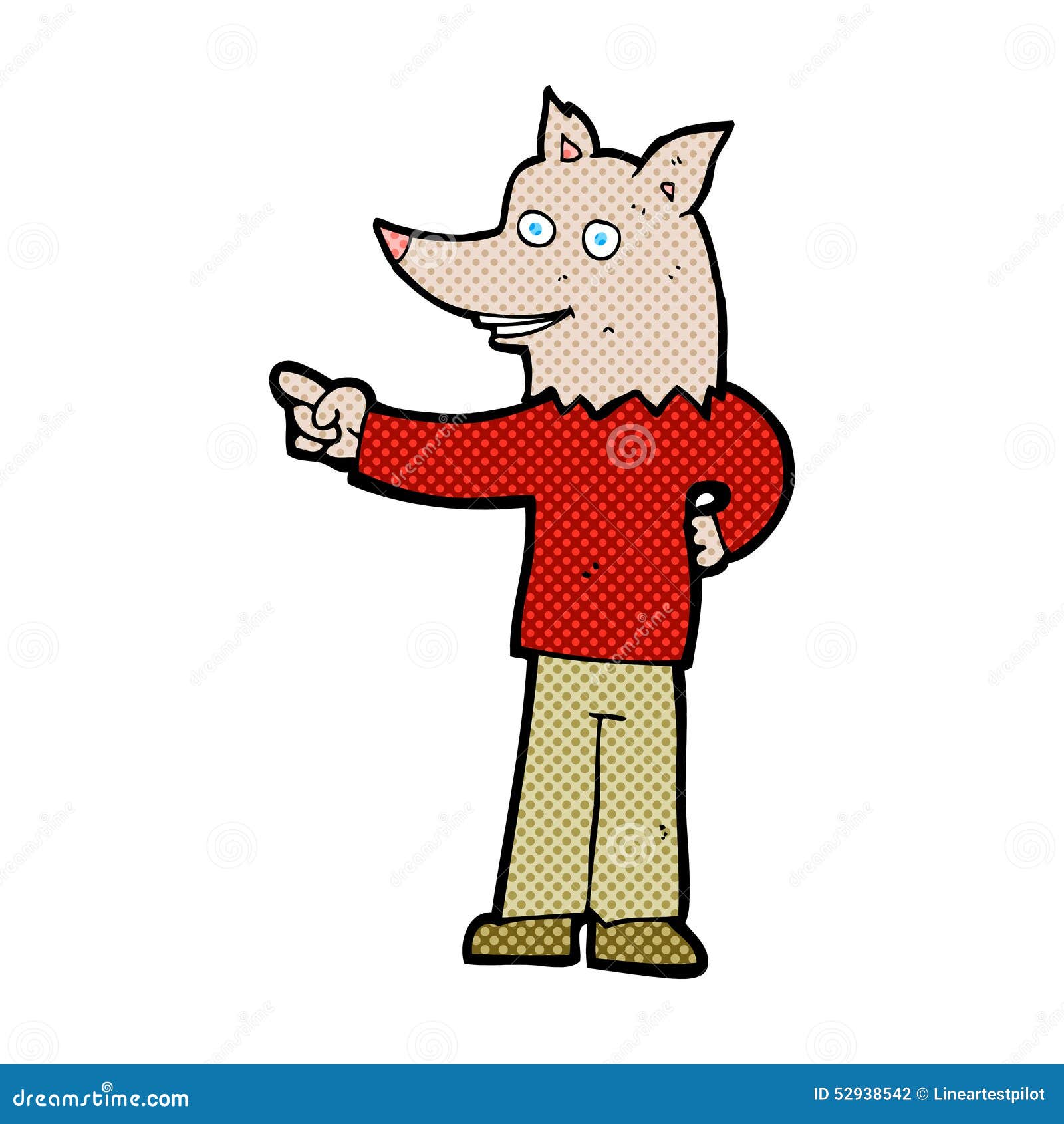 Comic Cartoon Wolf Man Pointing Stock Illustration - Illustration of ...