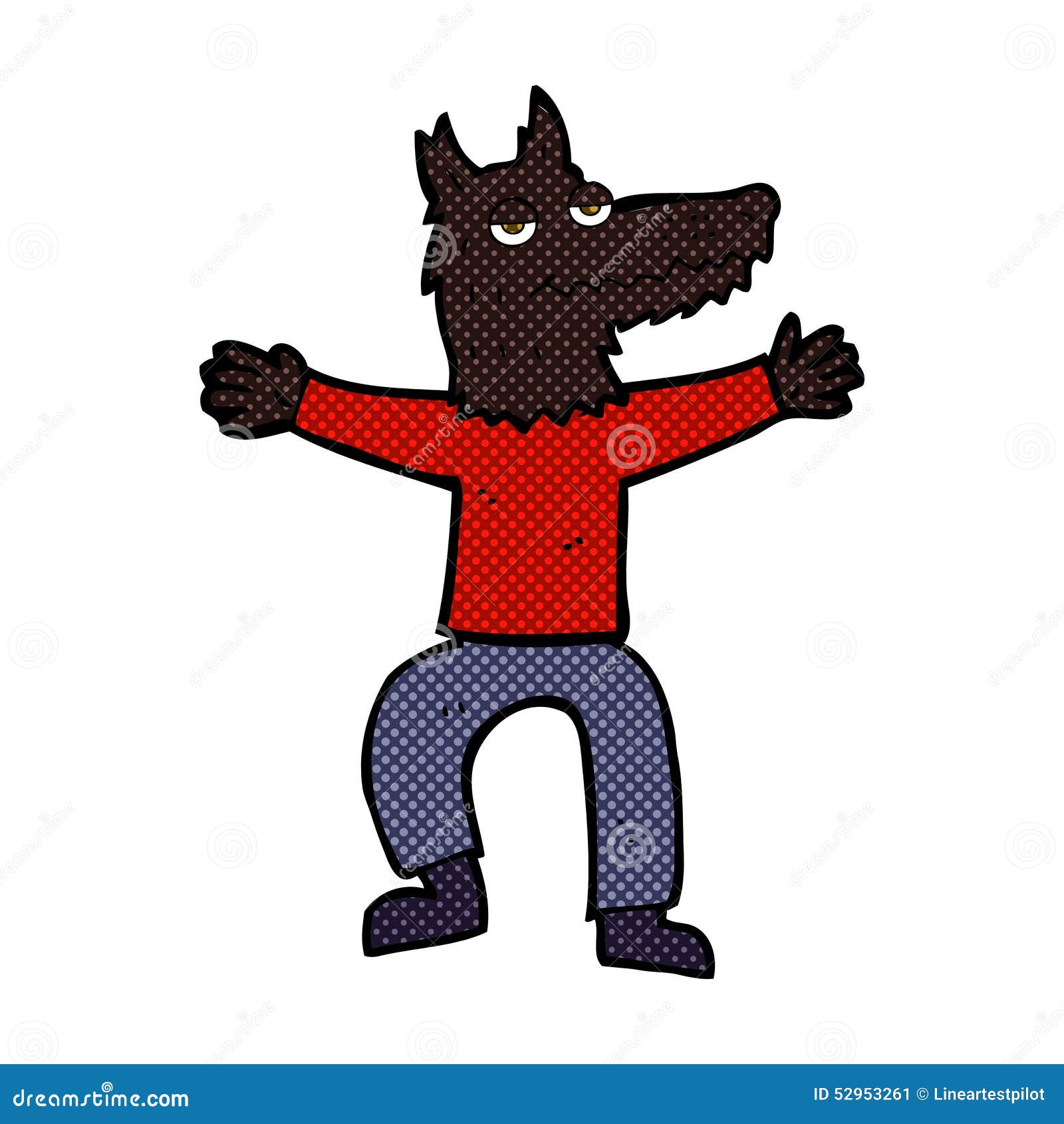 Comic cartoon wolf man stock illustration. Illustration of comic - 52953261