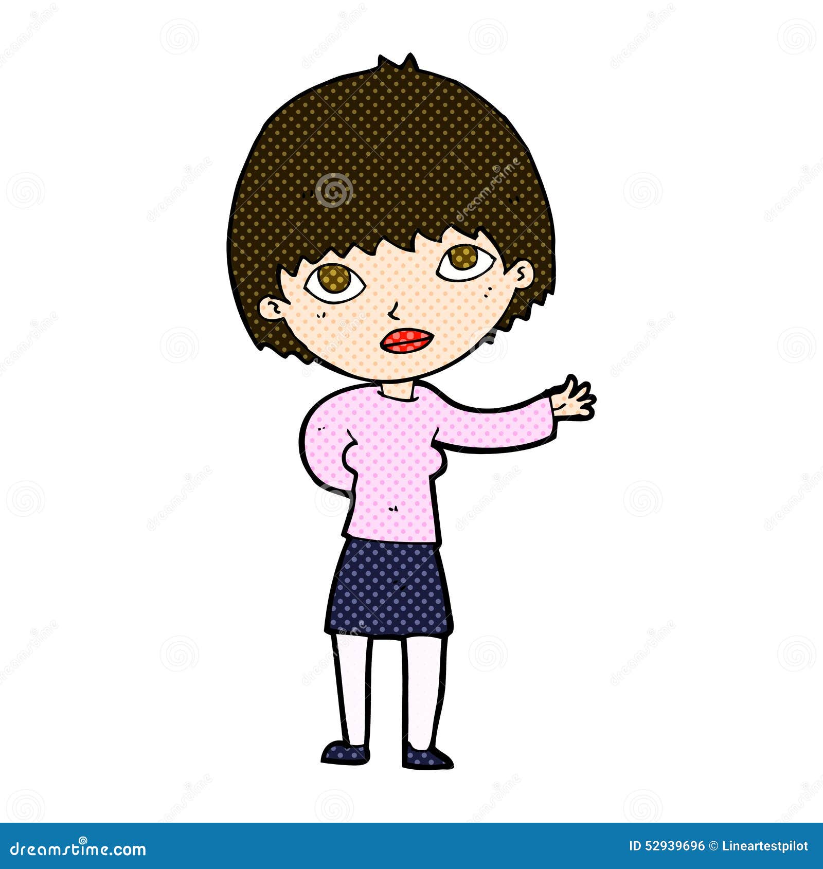 Comic Cartoon Woman Explaining Stock Illustration - Illustration of ...