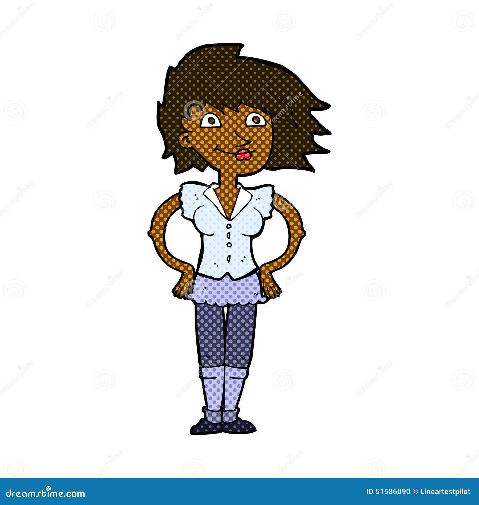 Comic Cartoon Woman with Hands on Hips Stock Illustration ...