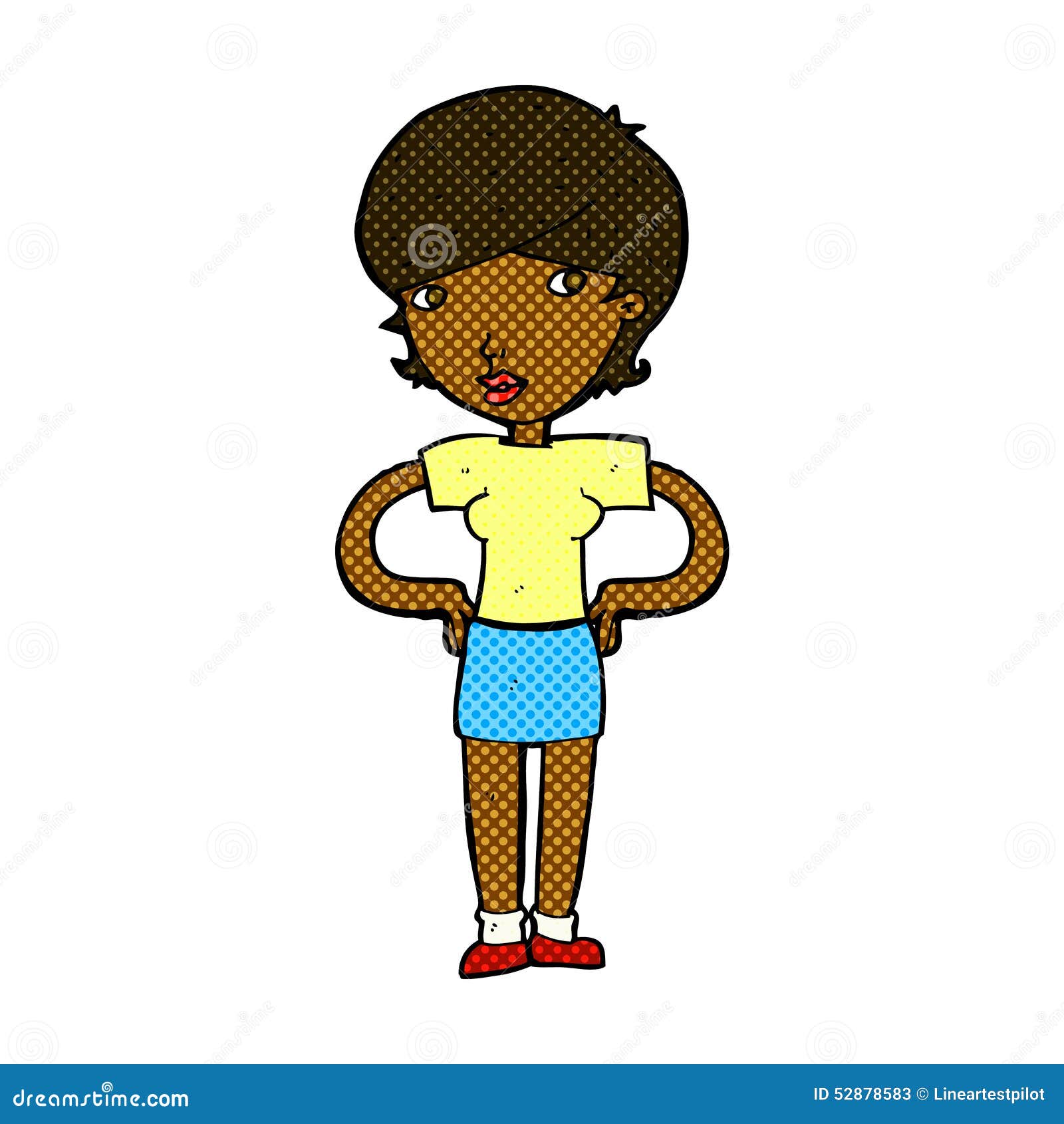 Comic Cartoon Woman with Hands on Hips Stock Illustration ...