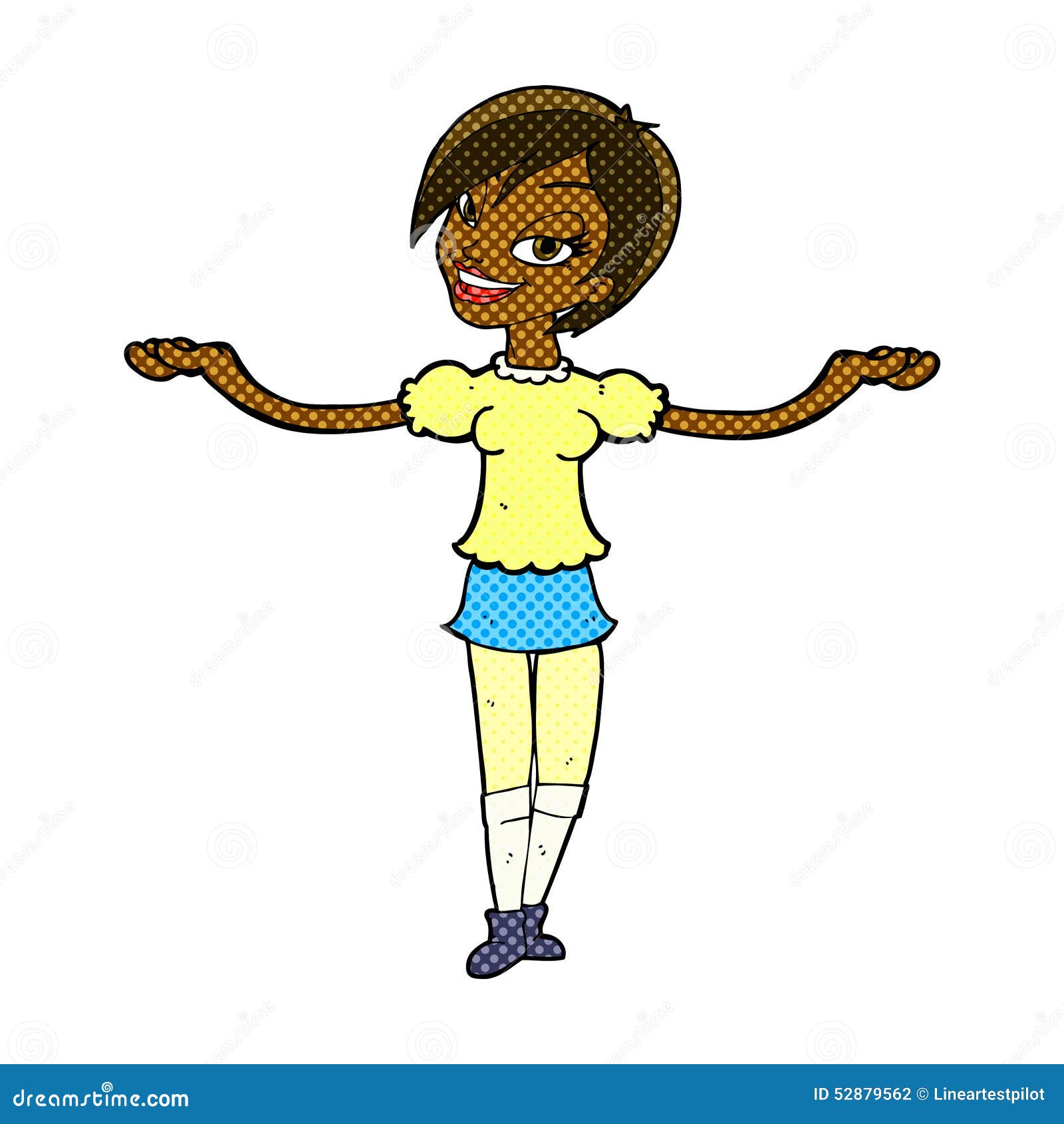 Comic Cartoon Woman Making Open Arm Gesture Stock Illustration ...