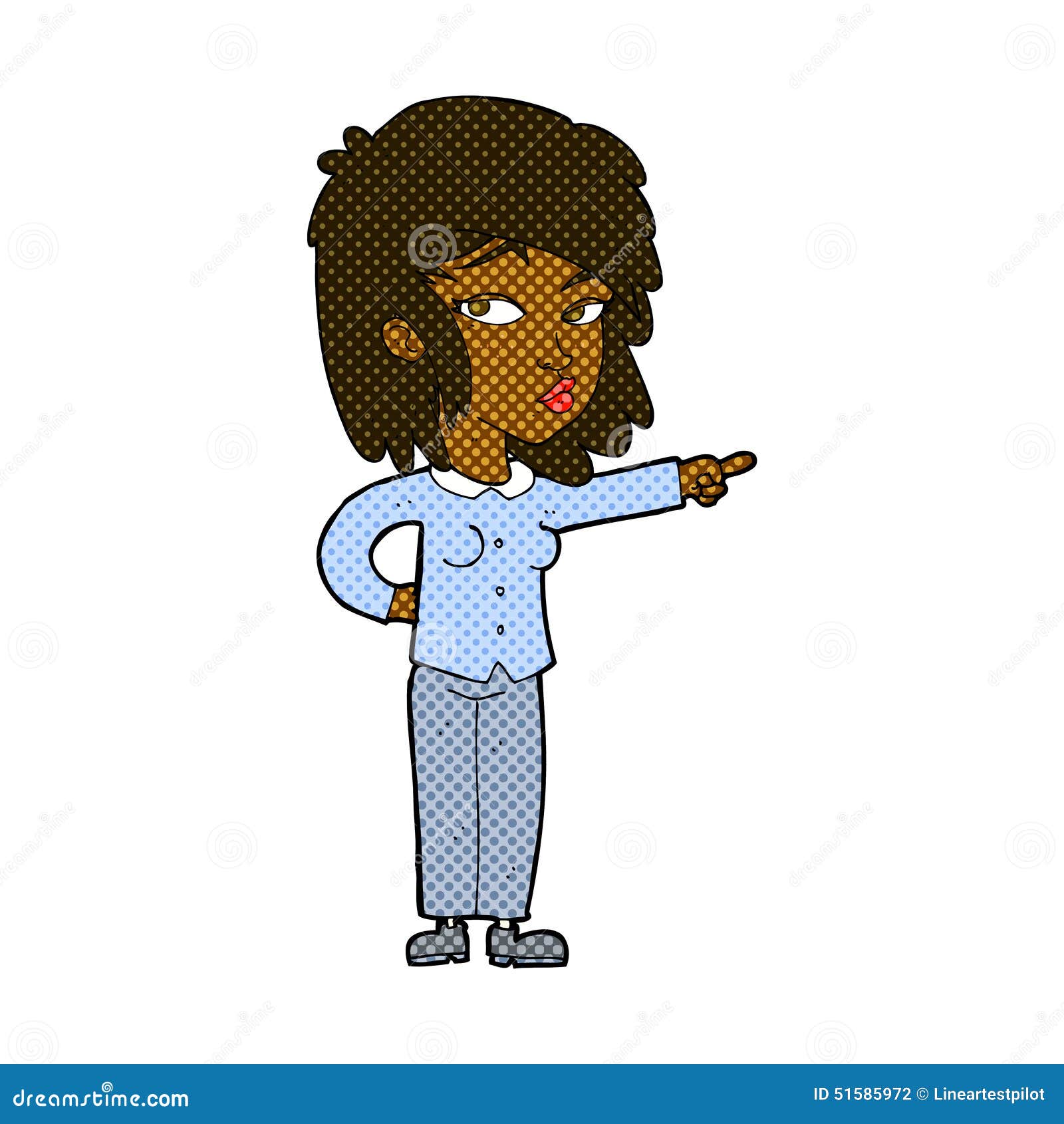 Comic Cartoon Woman Pointing Stock Illustration - Illustration of ...