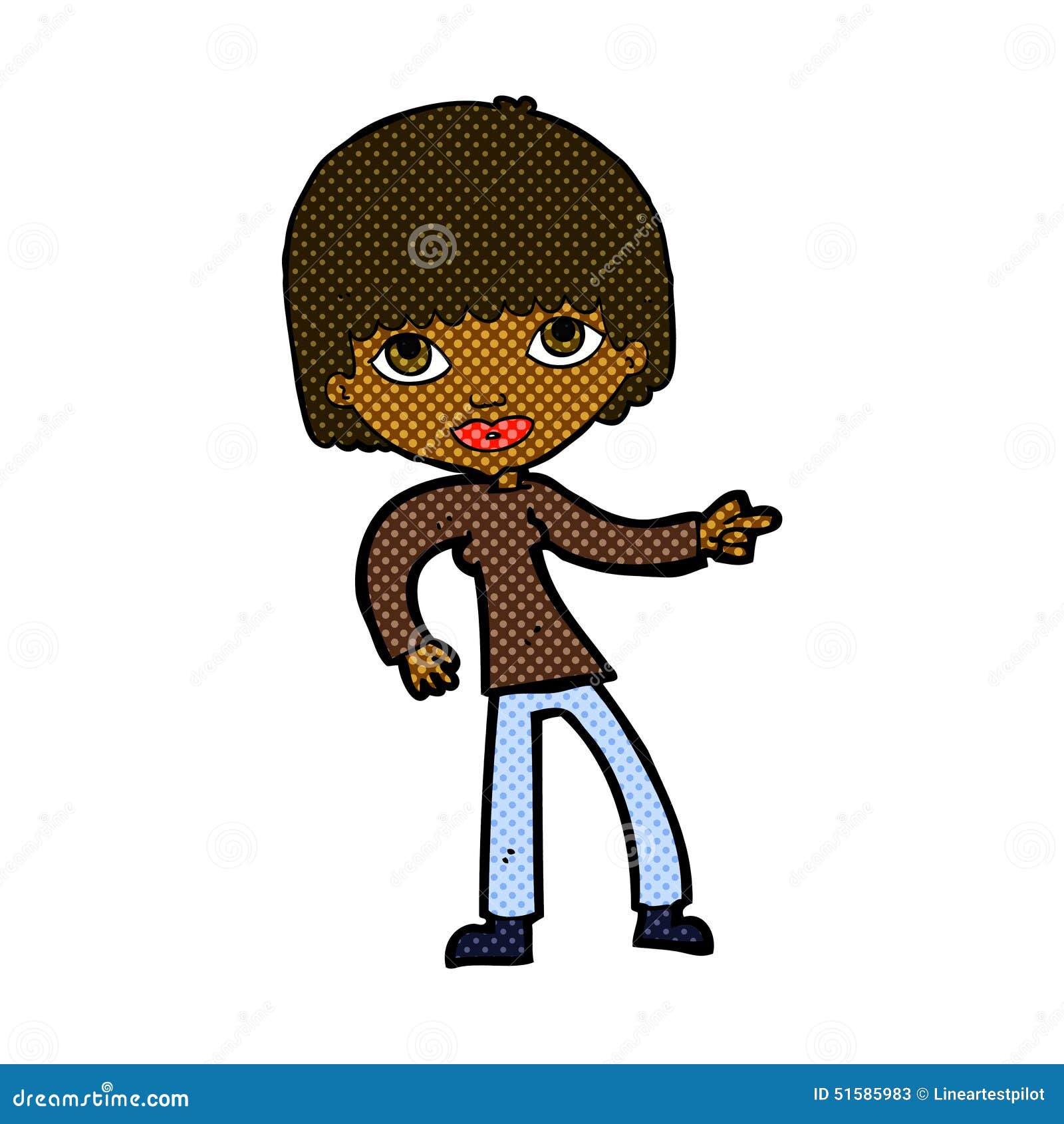 Comic Cartoon Woman Pointing Stock Illustration - Illustration of ...