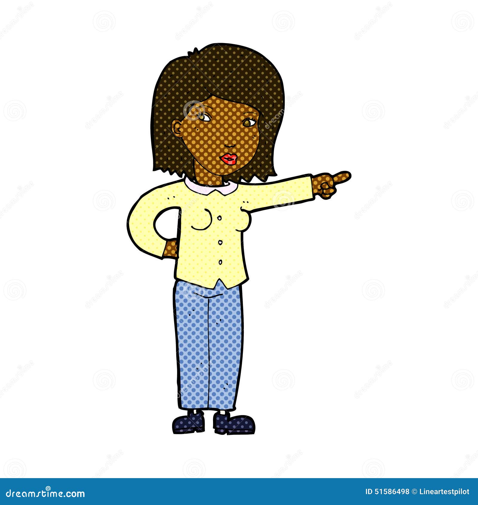 Comic Cartoon Woman Pointing Stock Illustration - Illustration of retro ...