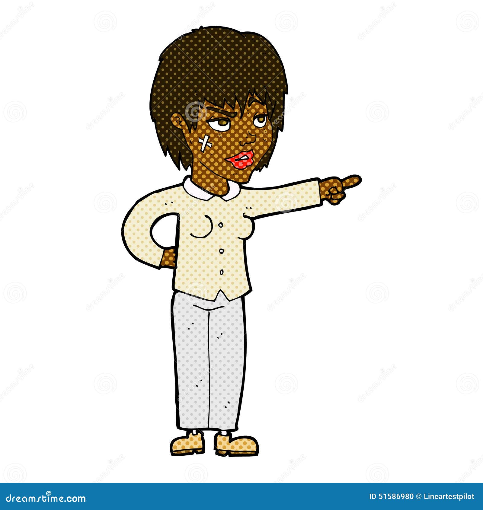 Comic Cartoon Woman Pointing Stock Illustration - Illustration of style ...