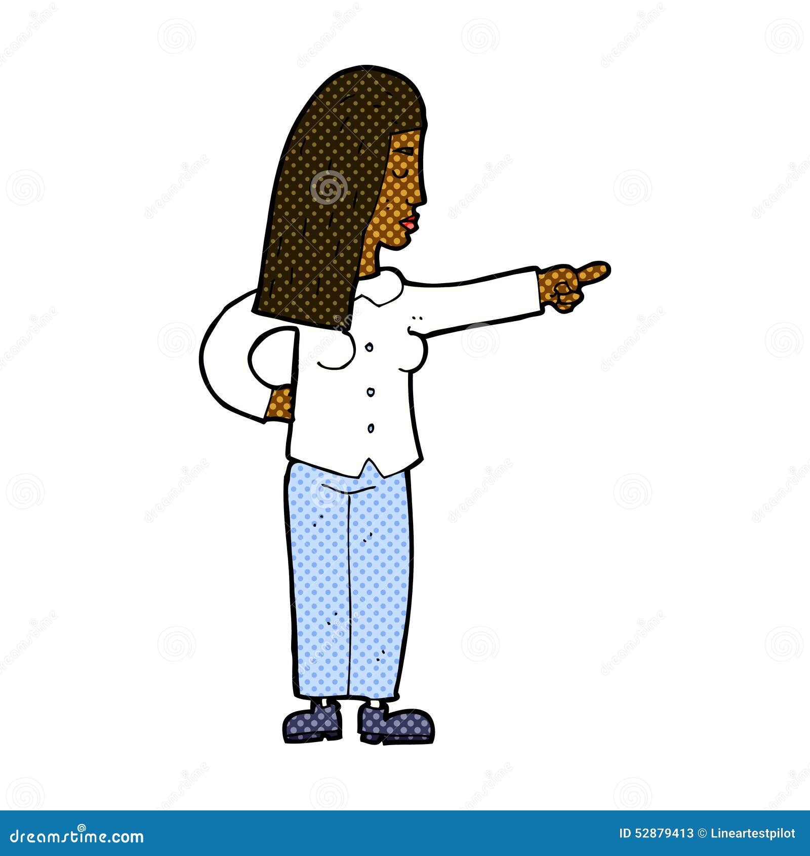 Comic Cartoon Woman Pointing Stock Illustration - Illustration of woman ...