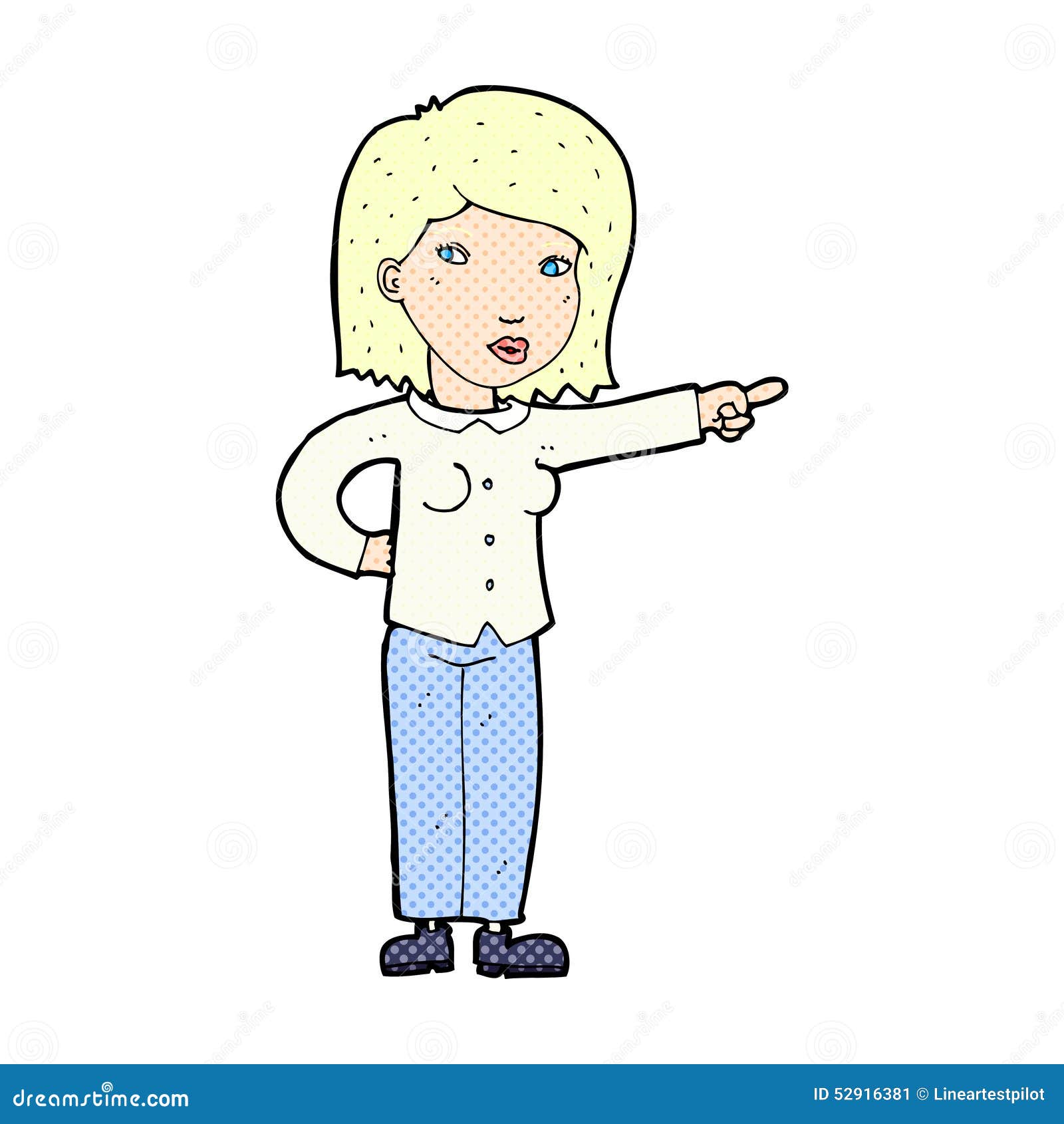 Comic Cartoon Woman Pointing Stock Illustration - Illustration of drawn ...