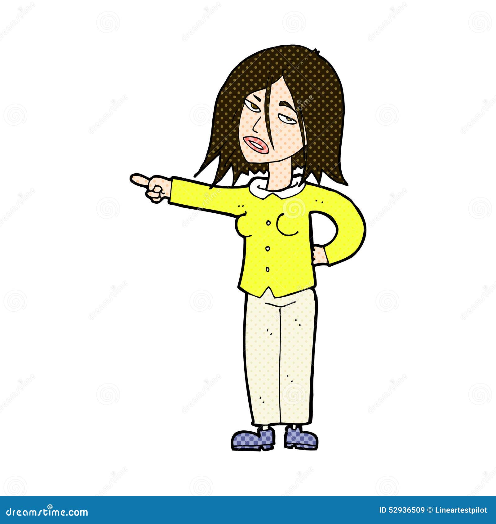 Comic Cartoon Woman Pointing Stock Illustration - Illustration of ...
