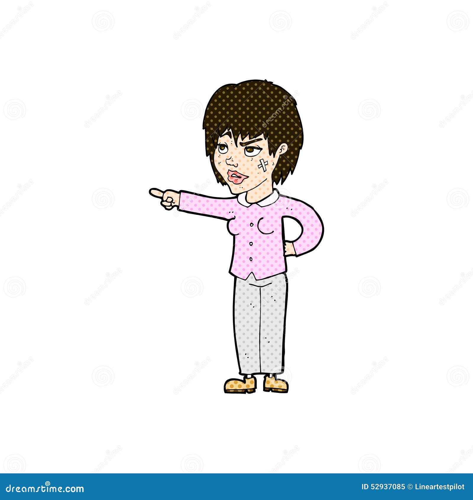 Comic Cartoon Woman Pointing Stock Illustration - Illustration of girl ...