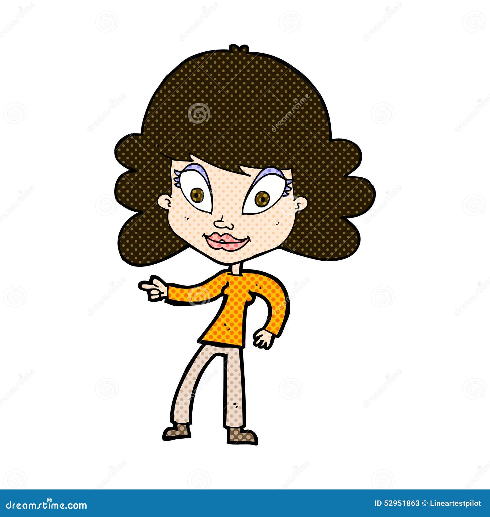 Comic Cartoon Woman Pointing Stock Illustration - Illustration of ...