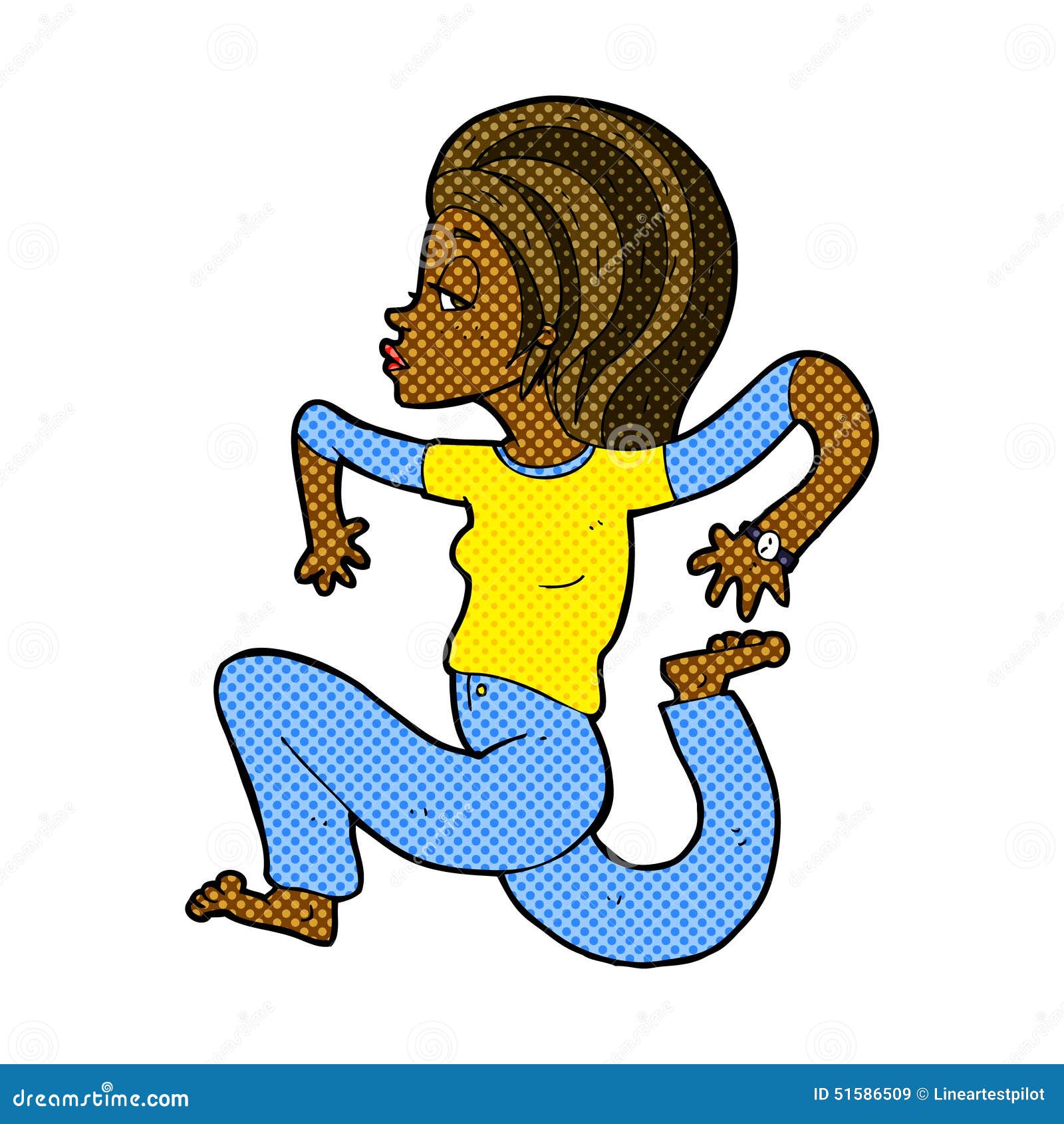 Comic Cartoon Woman Running Stock Illustration - Illustration of girl ...
