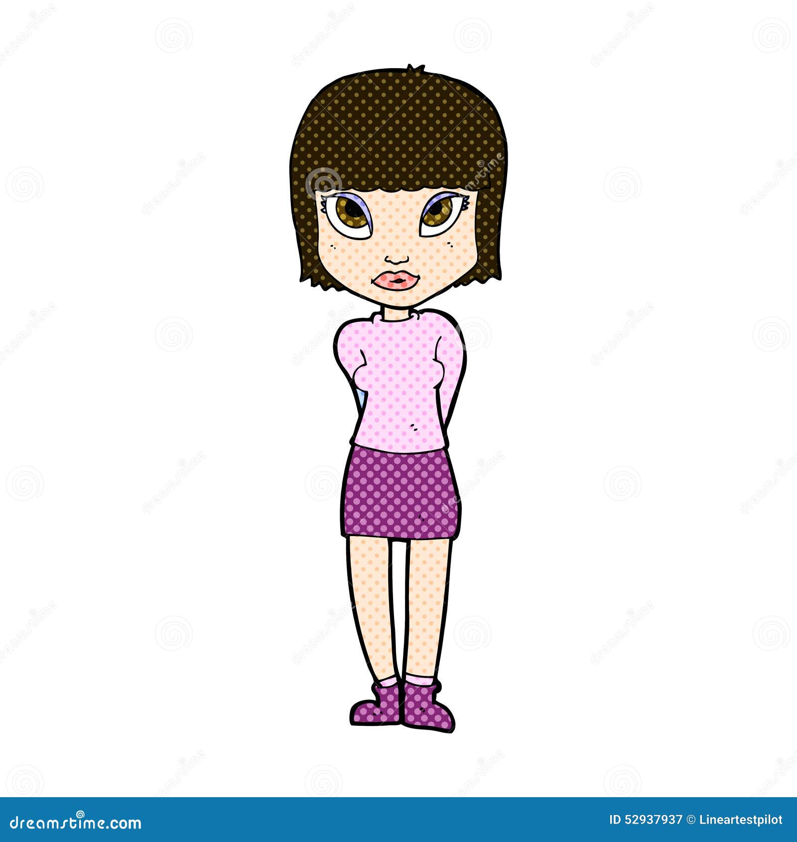 Comic Cartoon Woman Standing Stock Illustration - Illustration of book ...