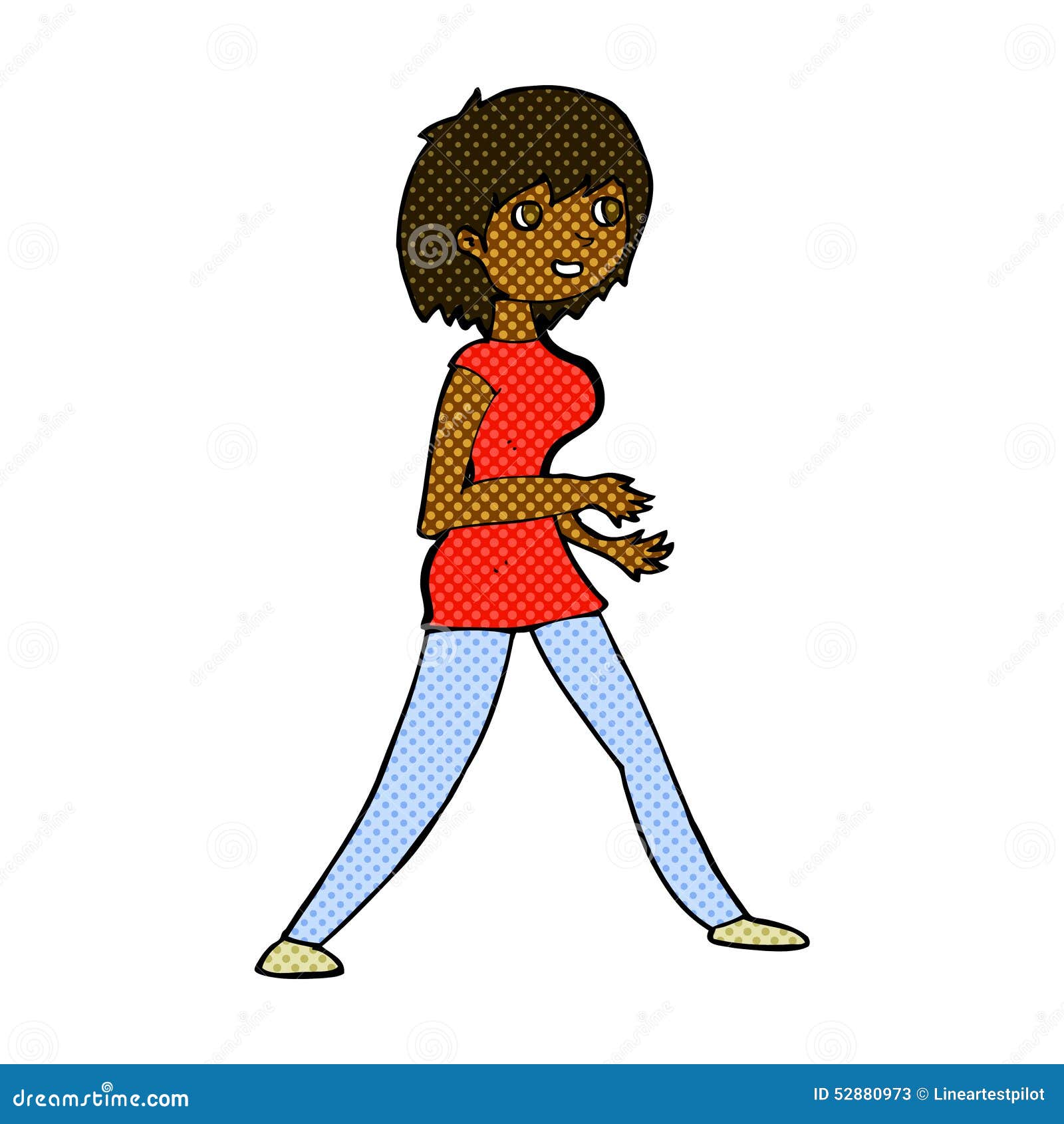 Comic Cartoon Woman Walking Stock Illustration - Illustration of woman ...