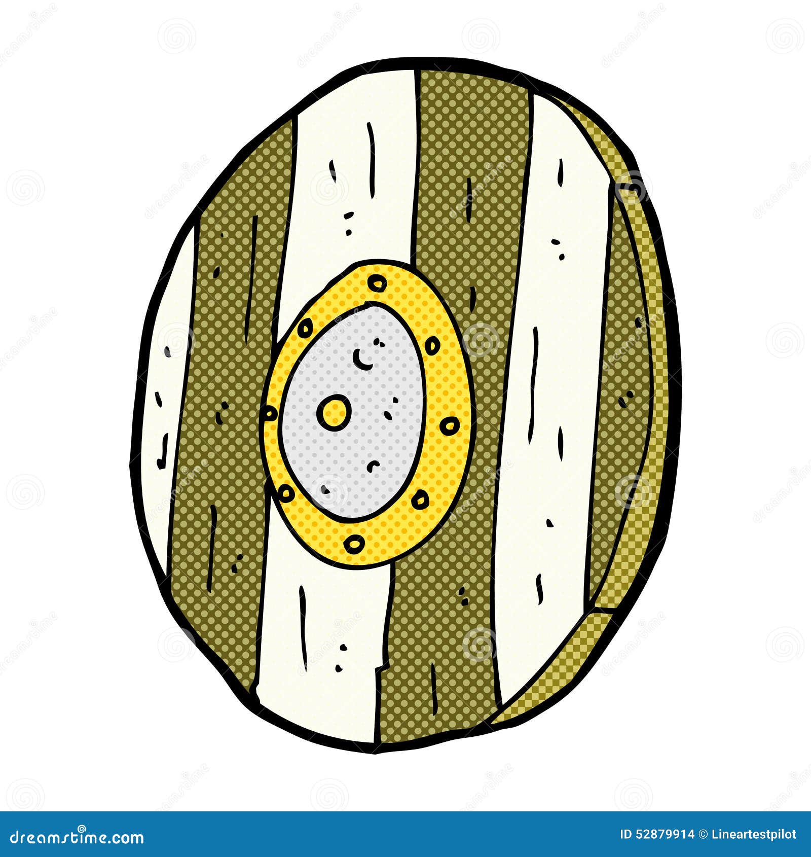 Comic Cartoon Wooden Shield Stock Illustration - Illustration of ...