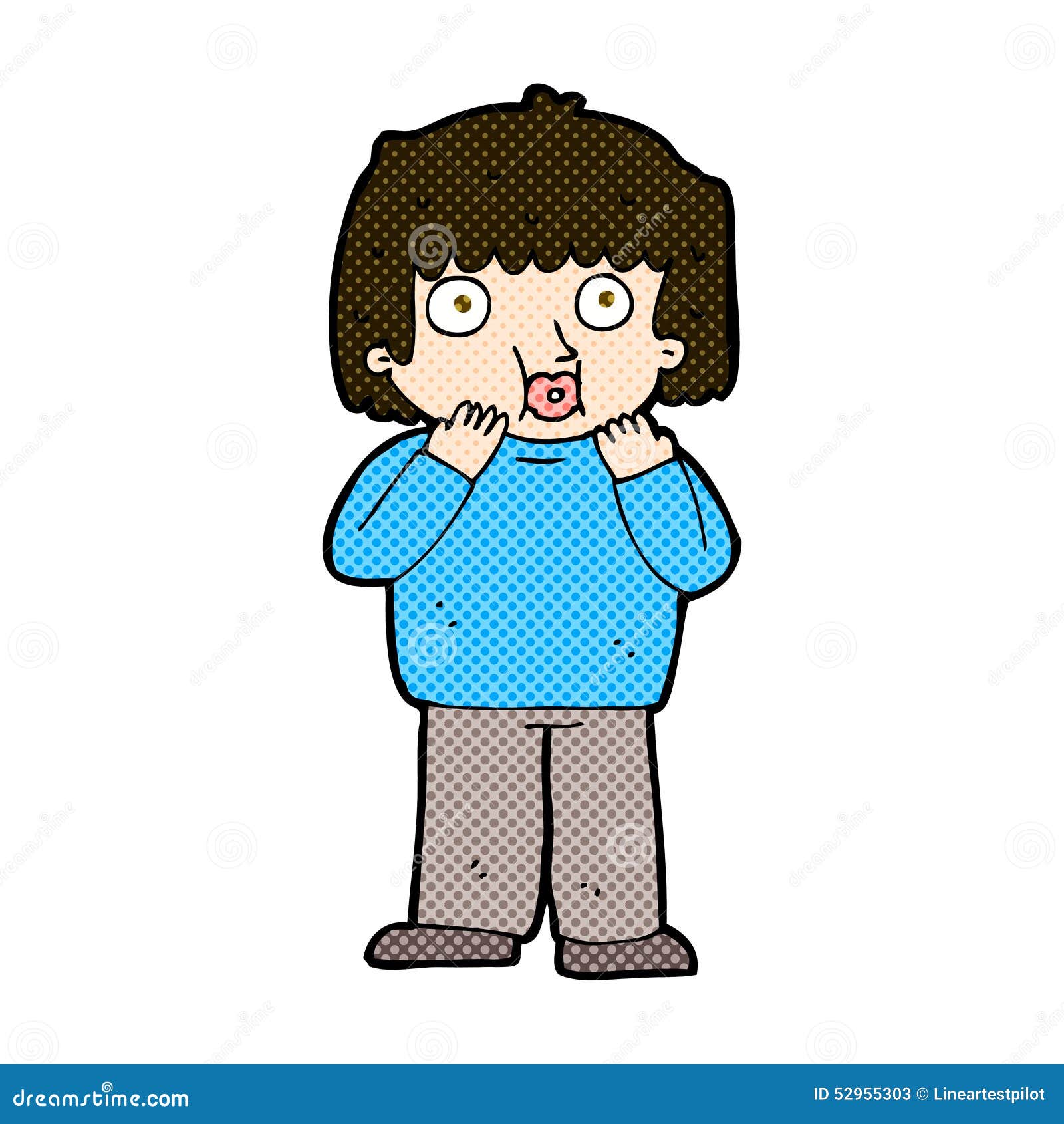 Comic cartoon worried boy stock illustration. Illustration of crazy ...
