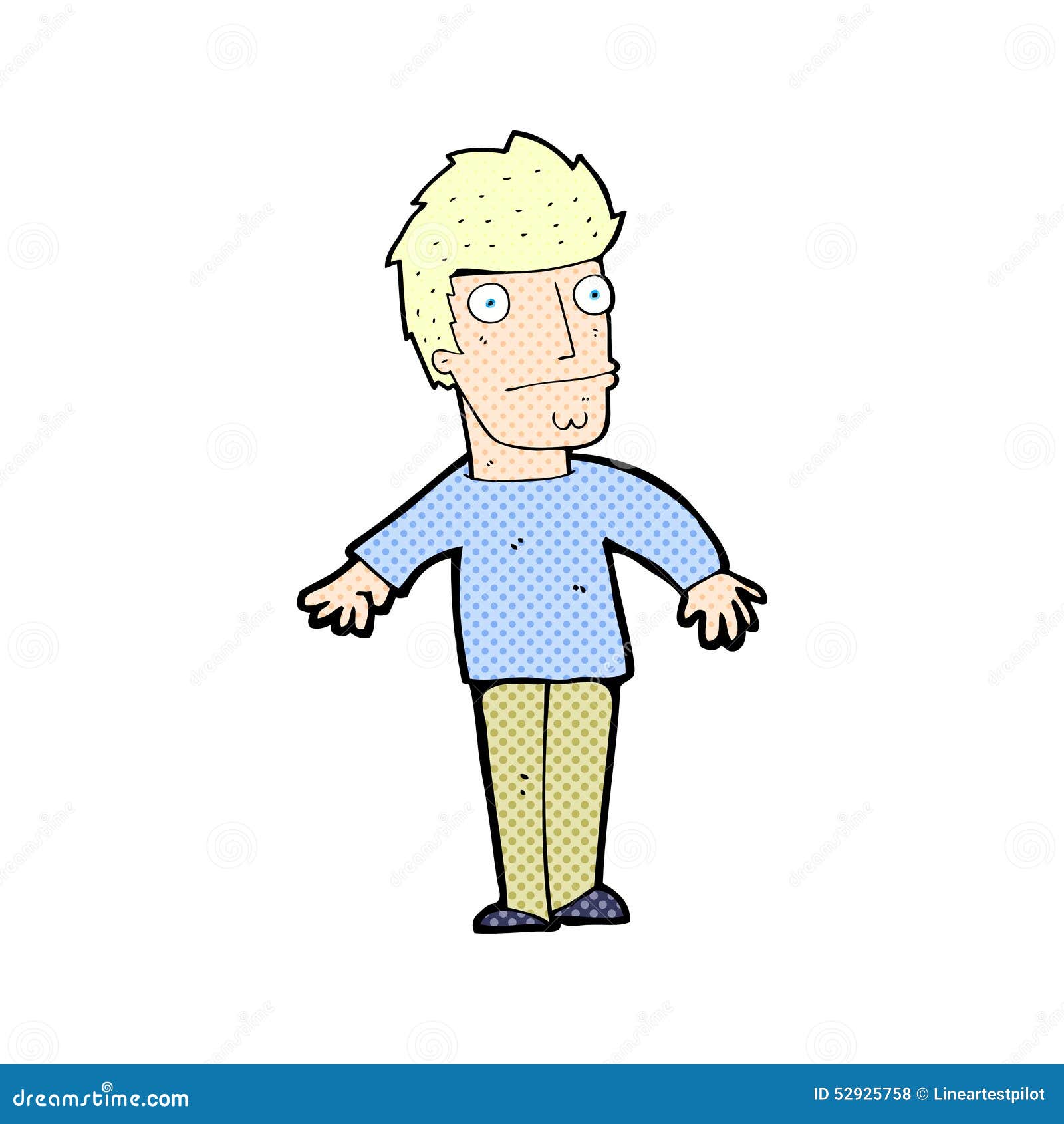 Comic cartoon worried man stock illustration. Illustration of print ...