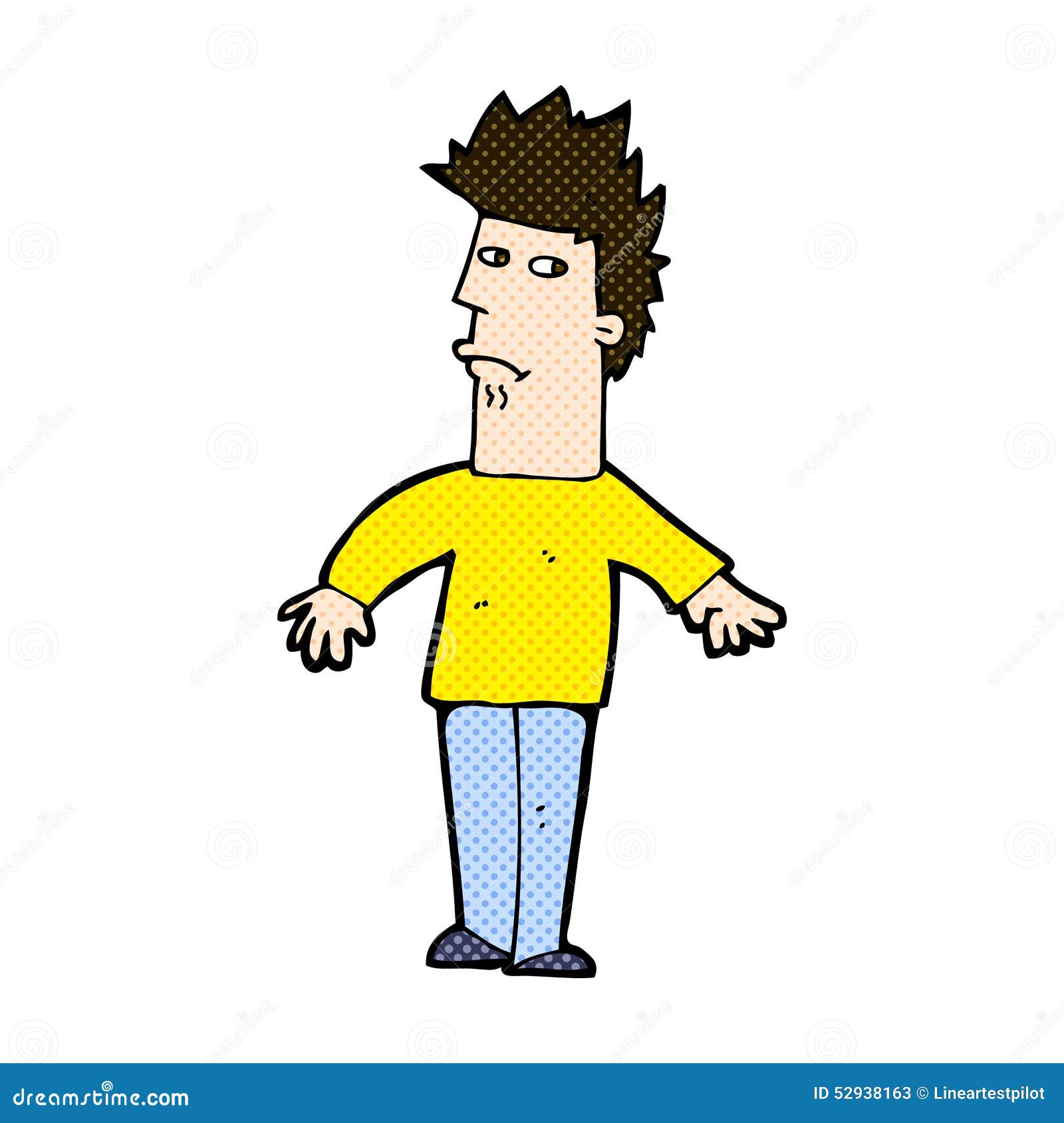 Comic cartoon worried man stock illustration. Illustration of drawn ...