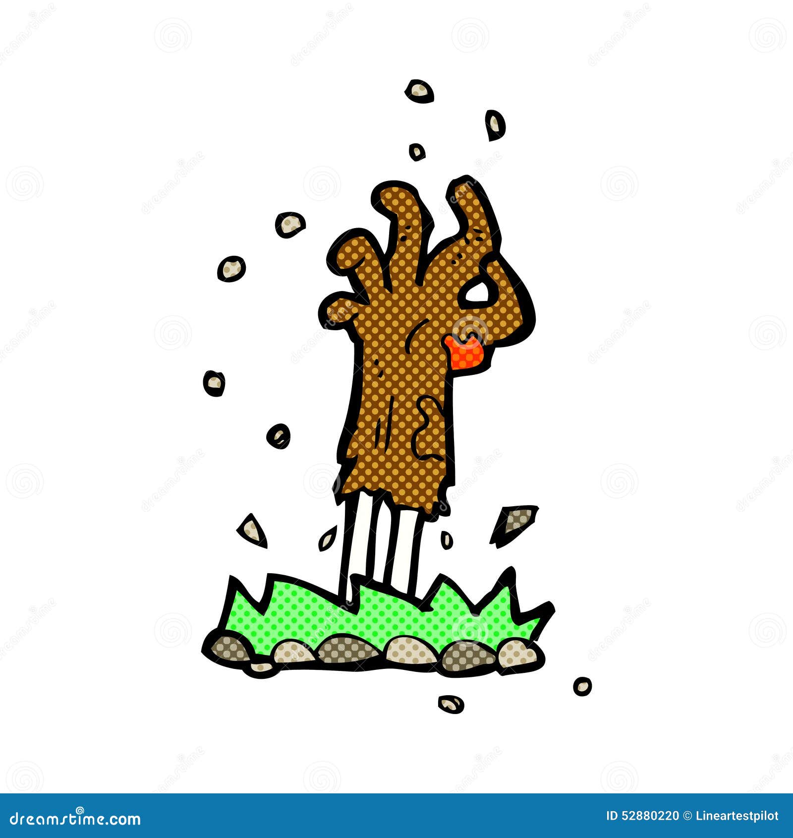 Comic Cartoon Zombie Hand Rising from Ground Stock Illustration ...