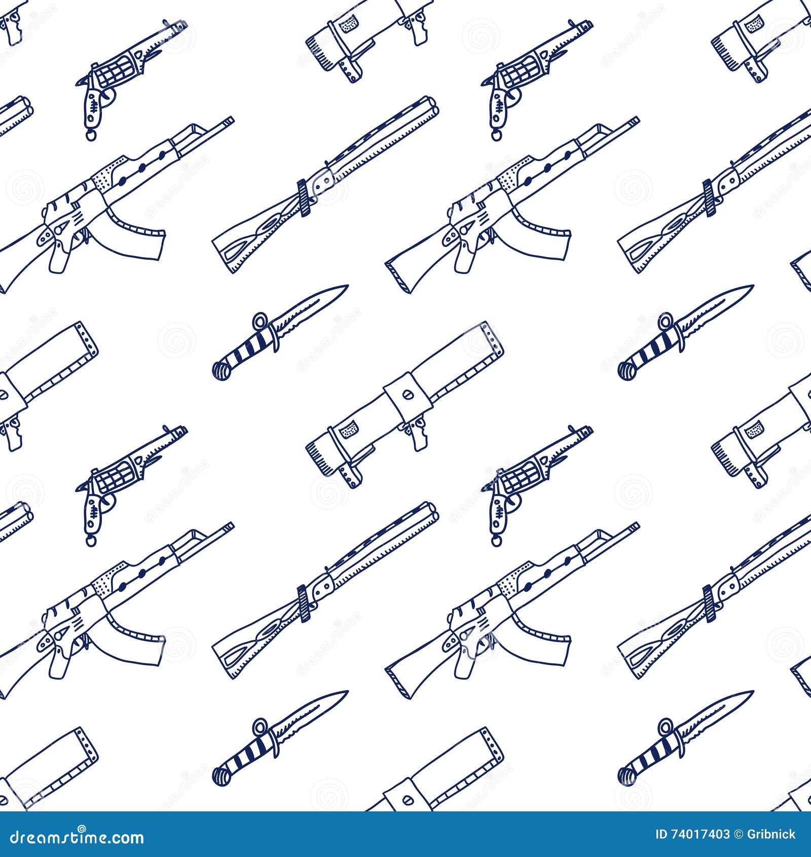 Comic Cartoons Weapons. Seamless Sketch Stock Vector - Illustration of ...