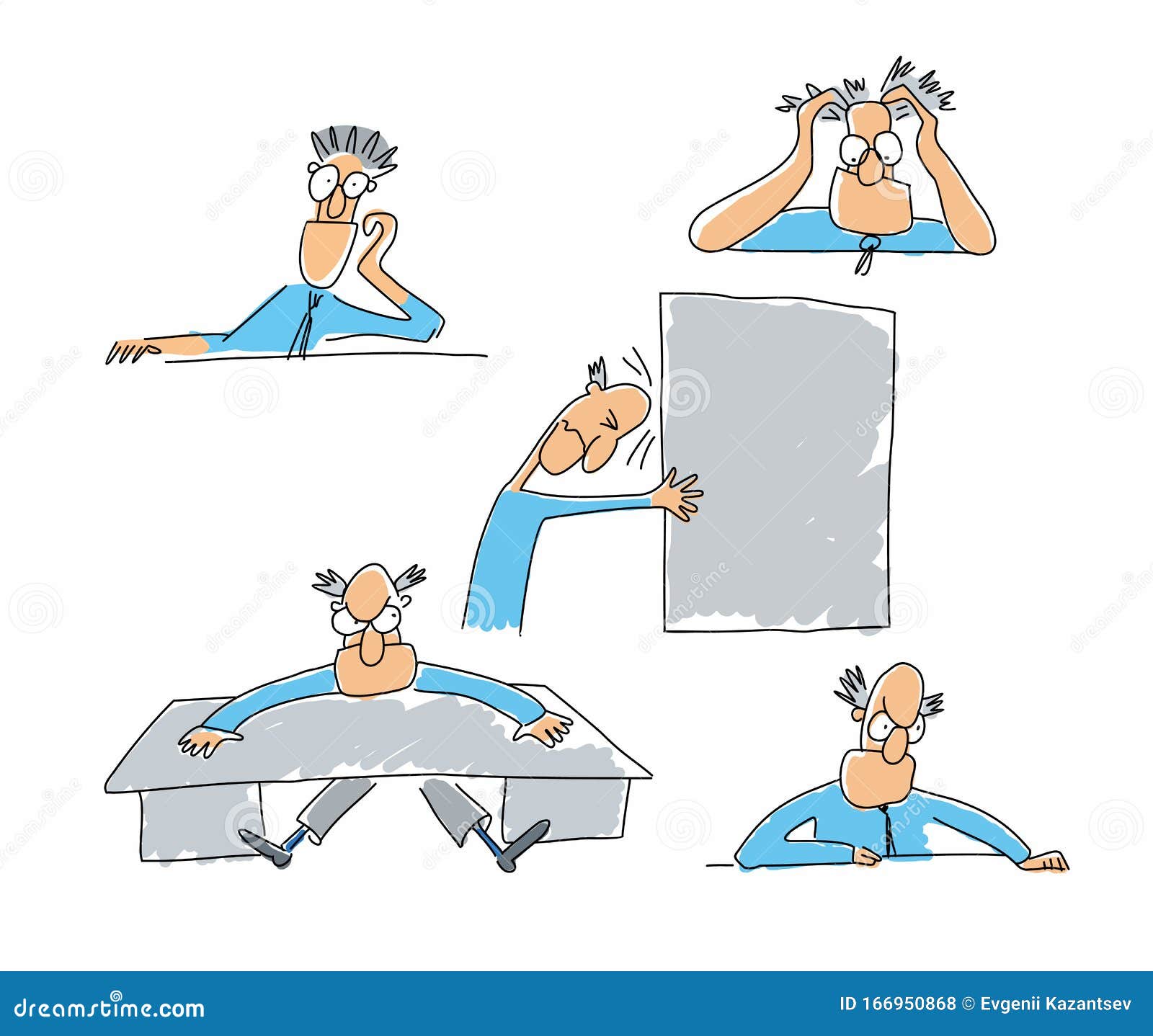 Comic Character in Various Poses of Despair Stock Vector - Illustration ...