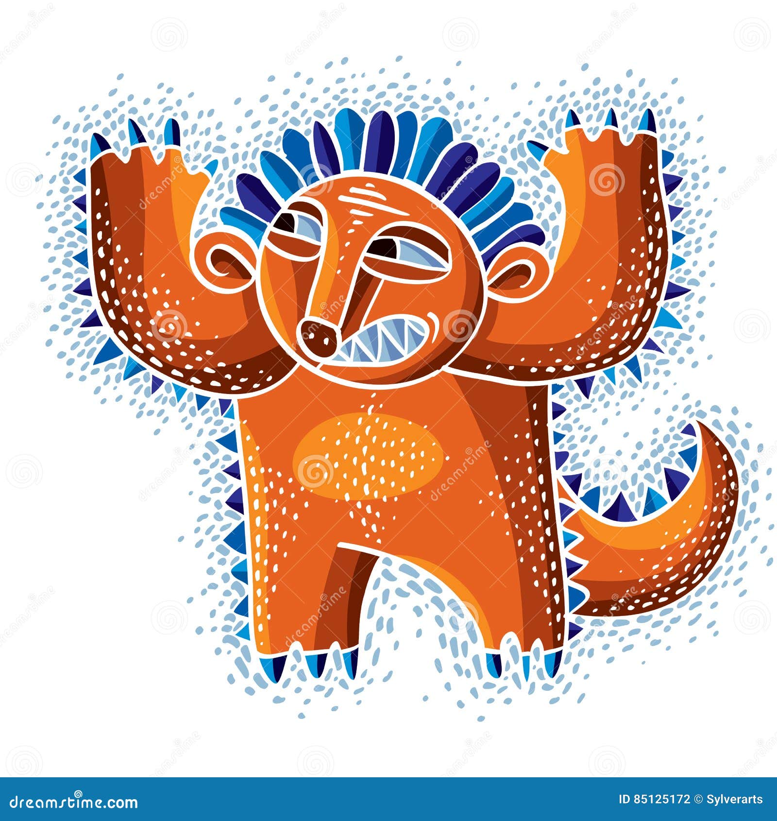 Comic Character, Vector Funny Orange Alien Monster. Emotional Ex Stock ...