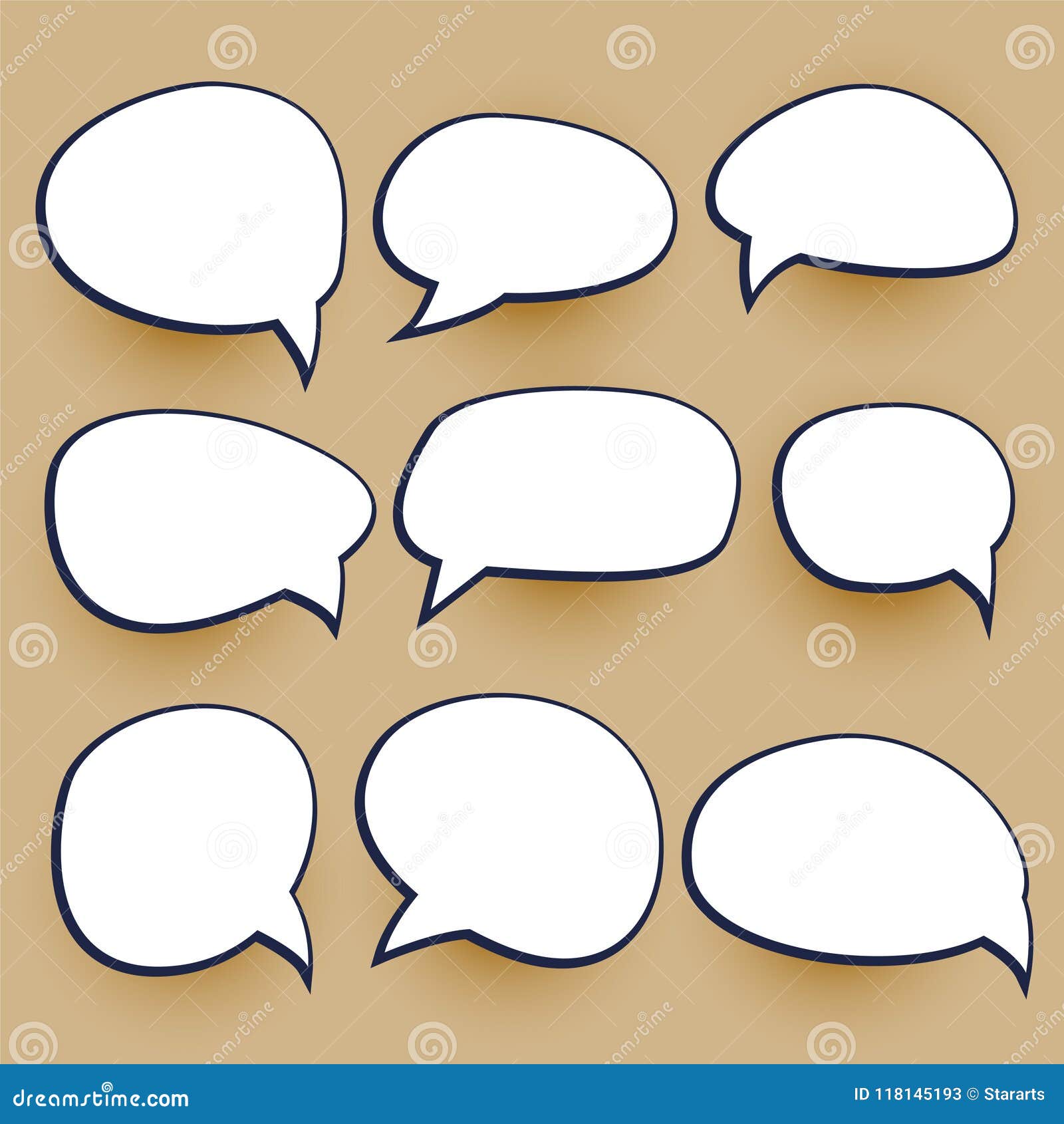 Comic Chat Bubbles Elements Set Stock Vector - Illustration of abstract, talk: 118145193