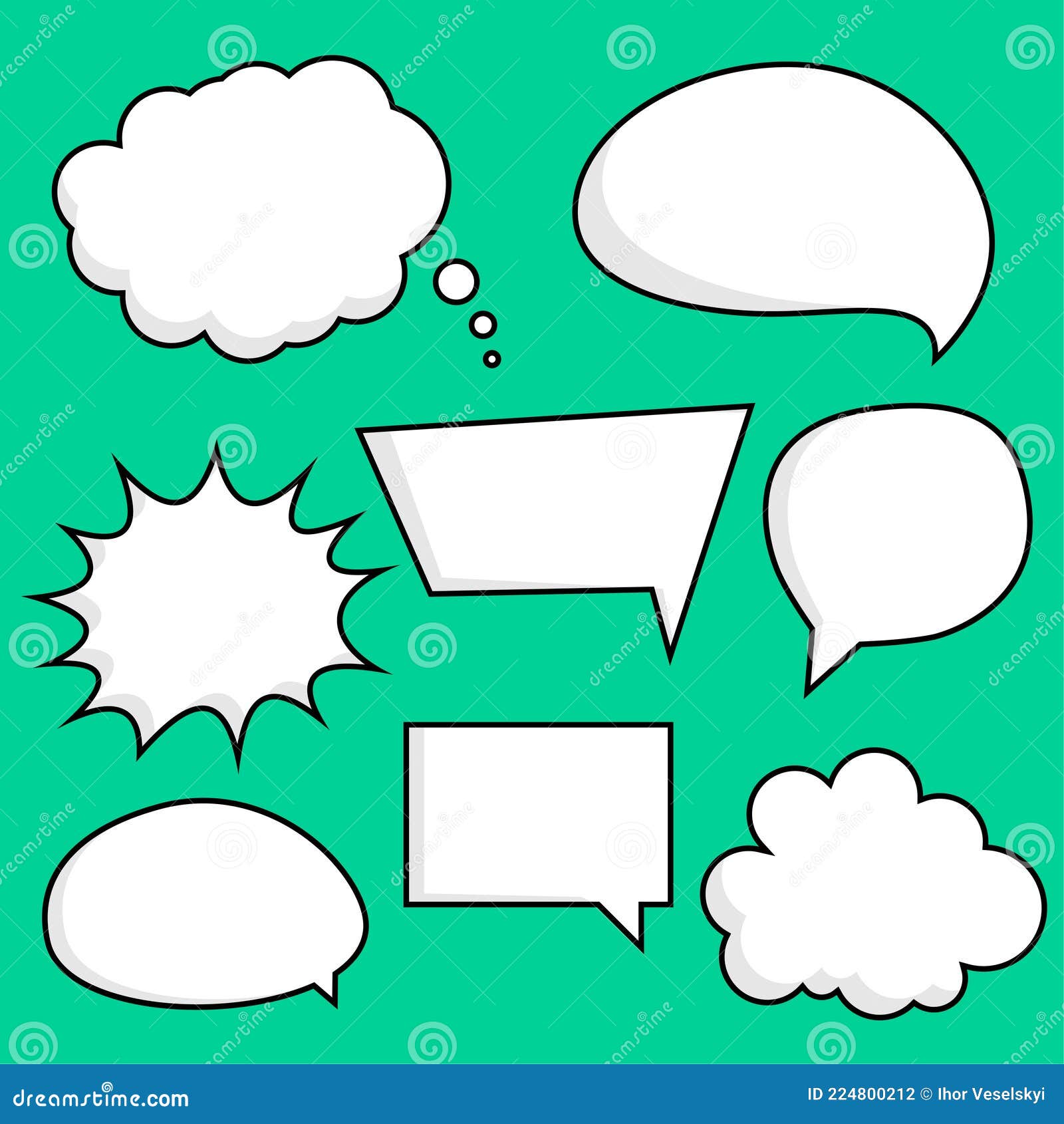 Comic Chat Bubbles Sticker Set Stock Vector - Illustration of blank ...